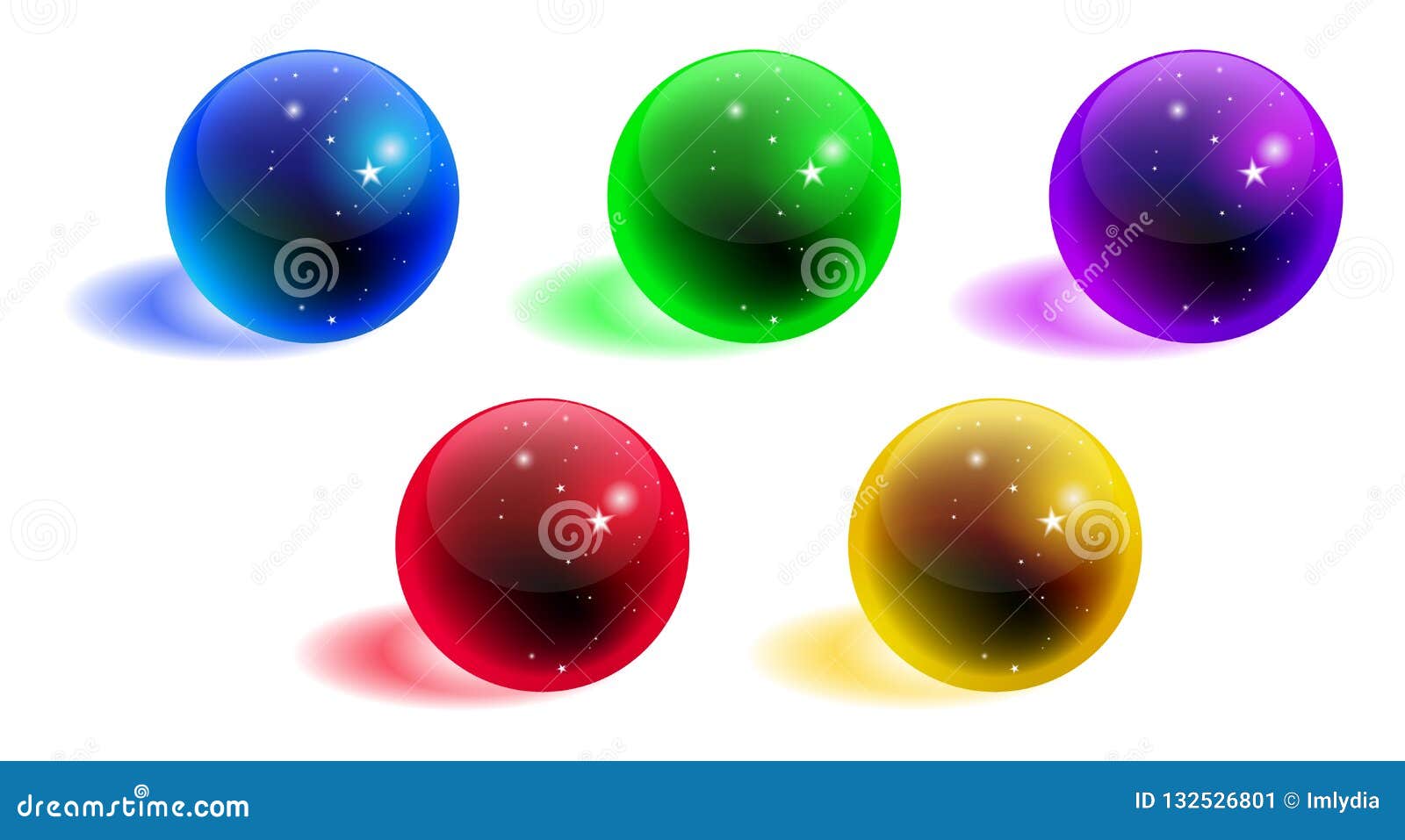 Vector Crystal Sphere Colorful Set with Shadow Isolated on White ...