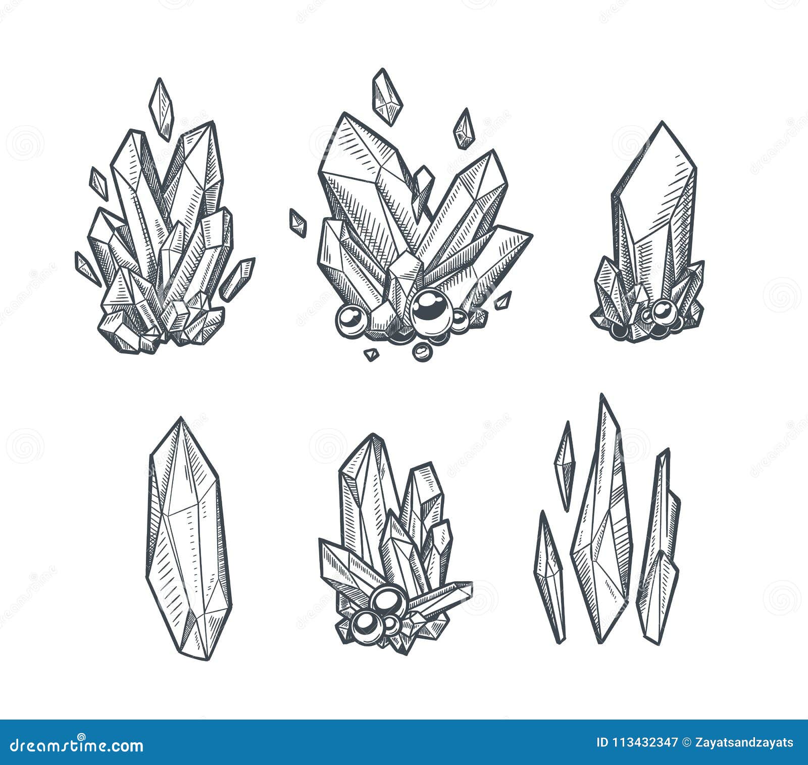 Vector Crystals Draing stock vector. Illustration of cool - 113432347
