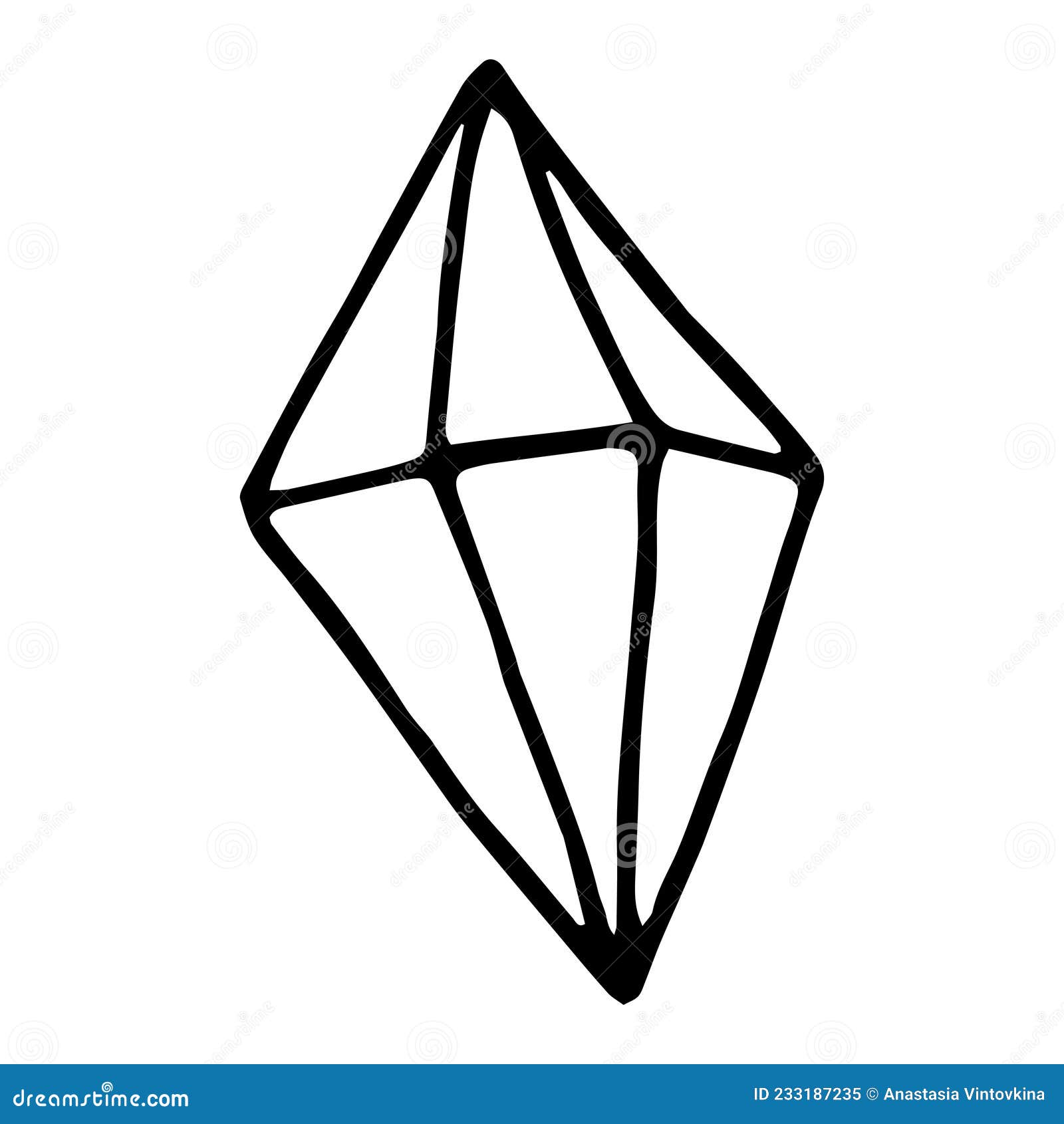 Vector Crystals in the Shape of a Diamond. Hand-drawn in the Style of ...