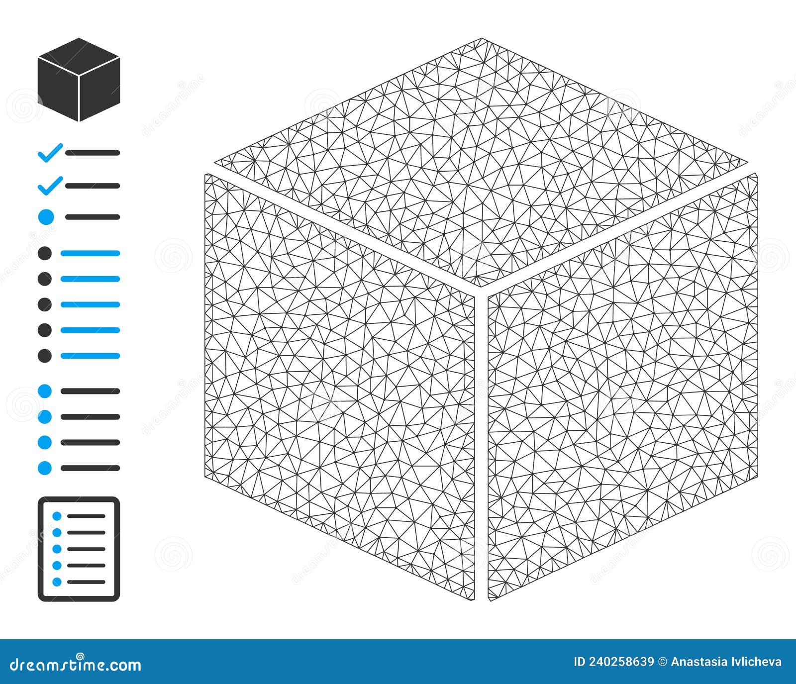 Mesh 2D Cube Icon stock vector. Illustration of objects - 240258639