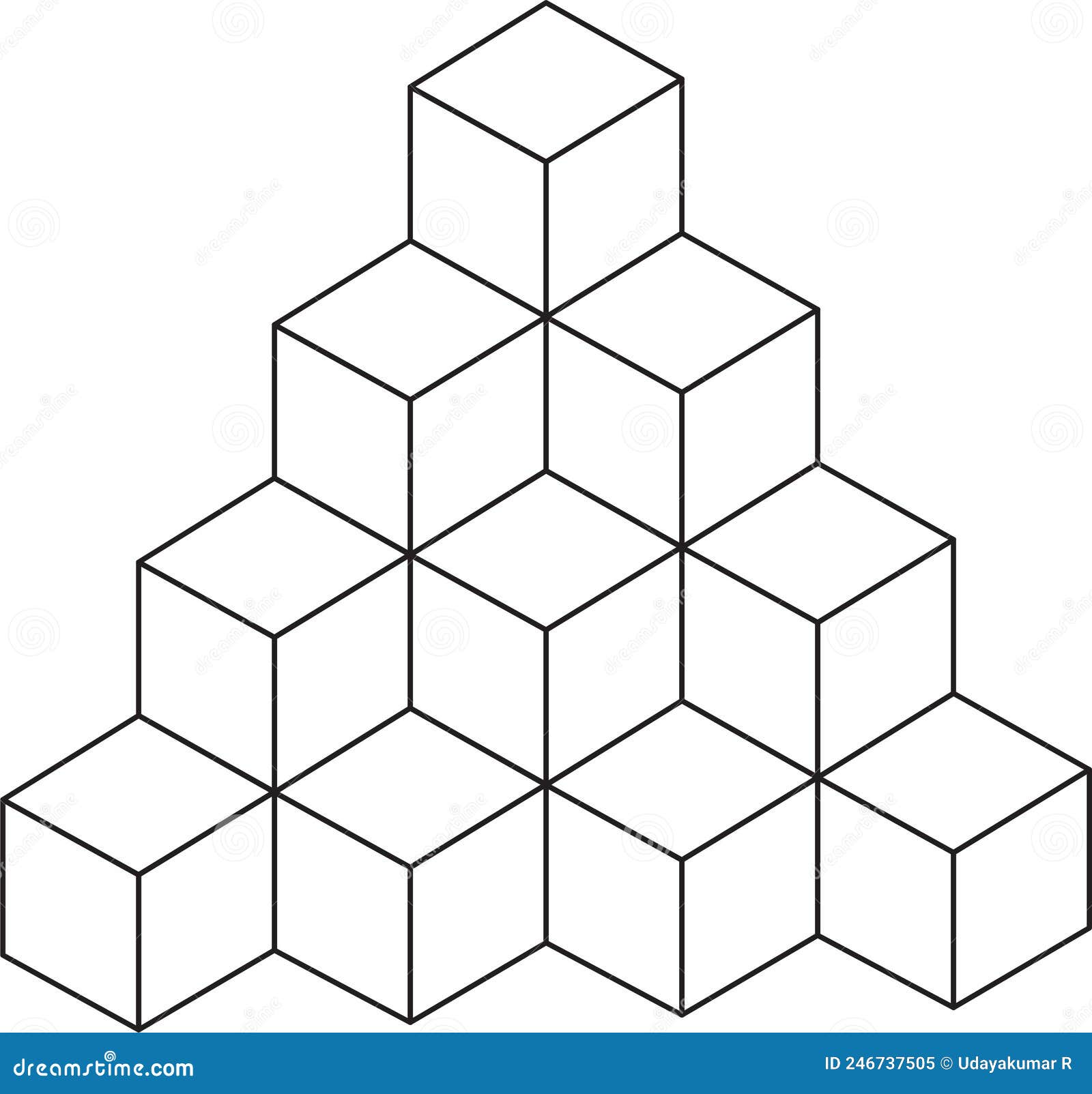 Vector Cube Outline. with White Background Stock Vector - Illustration ...