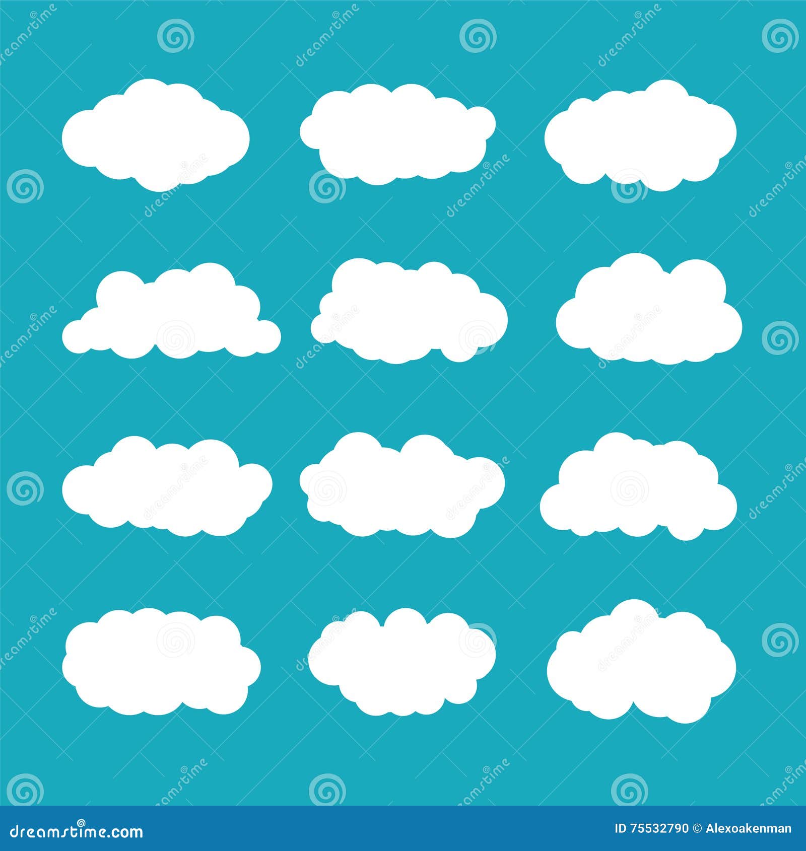 Vector Cumulus Clouds Set in Flat Style Stock Vector - Illustration of ...