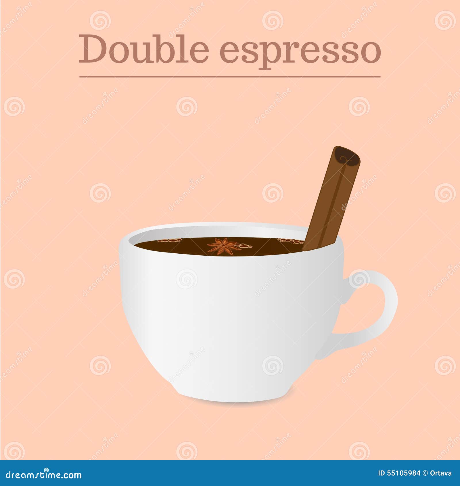 Vector Cup of Coffee (double Espresso or Americano) with Spices Stock ...