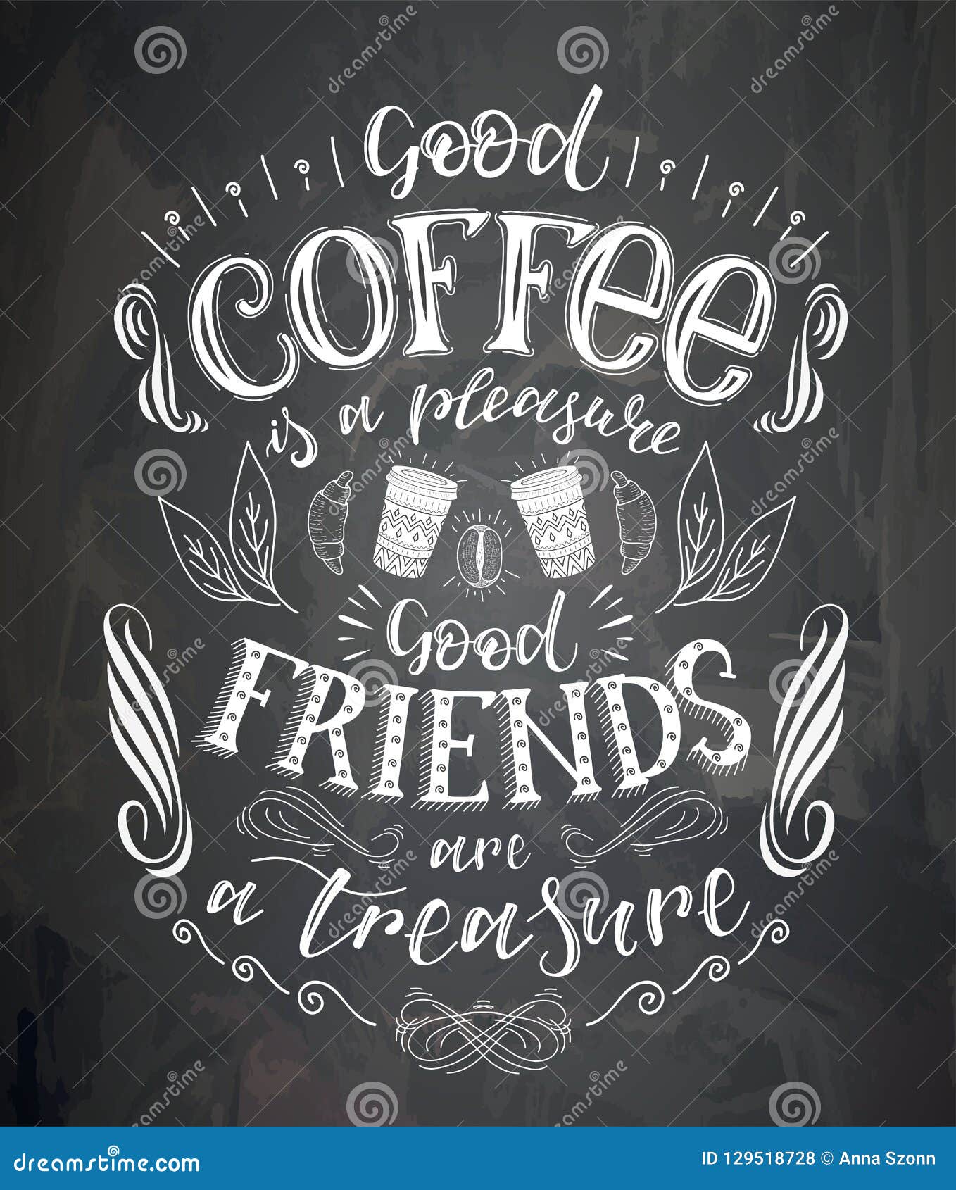 Coffee Lettering. Vector Hand Drawn Calligraphy Glace. Elegant Modern ...