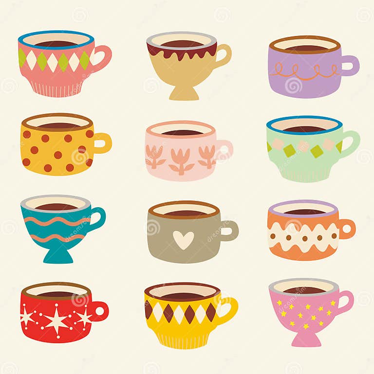 Vector cup set stock vector. Illustration of pattern - 13296087