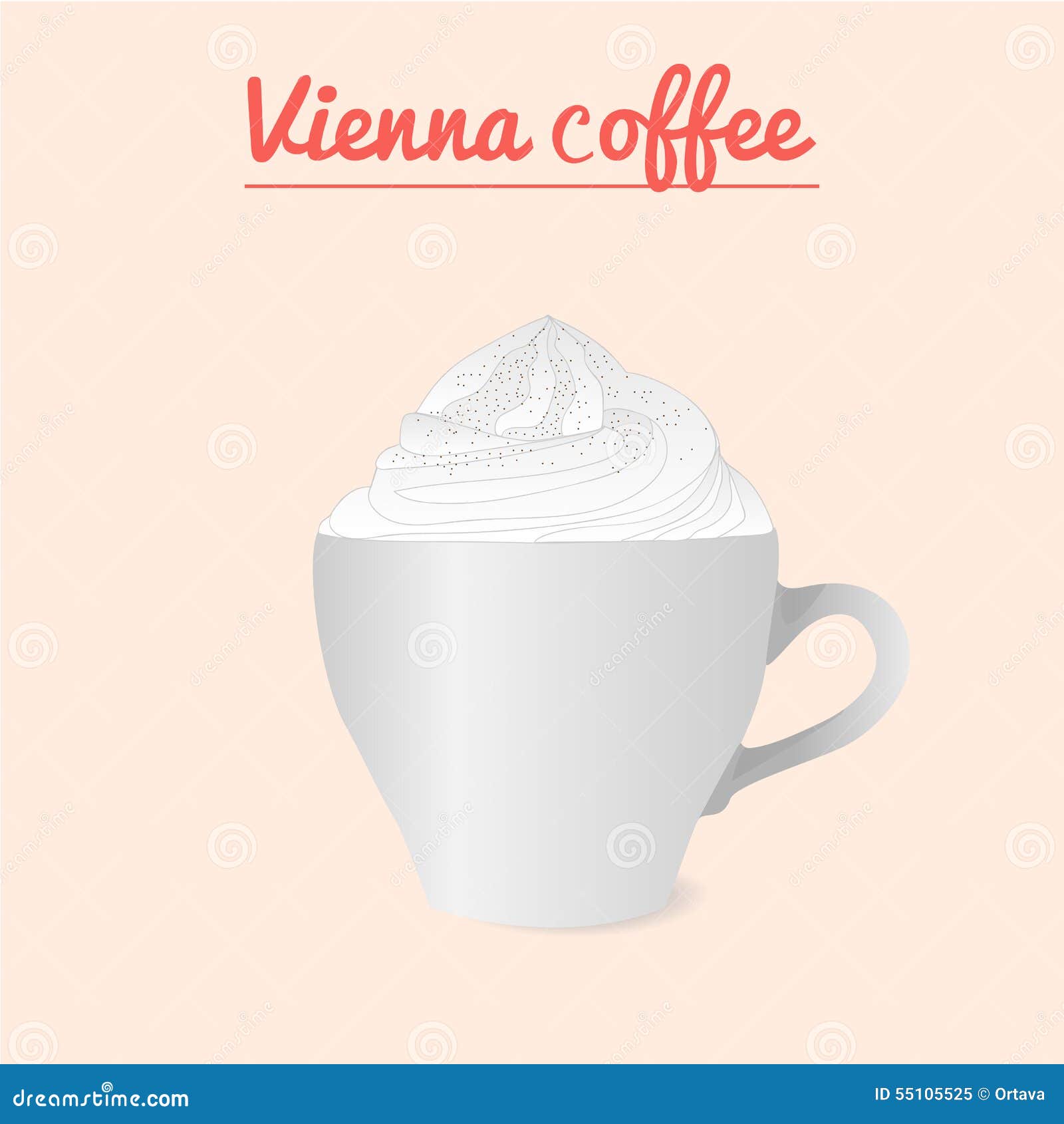 Vector Cup of Vienna (Viennese) Coffee Stock Vector - Illustration of ...
