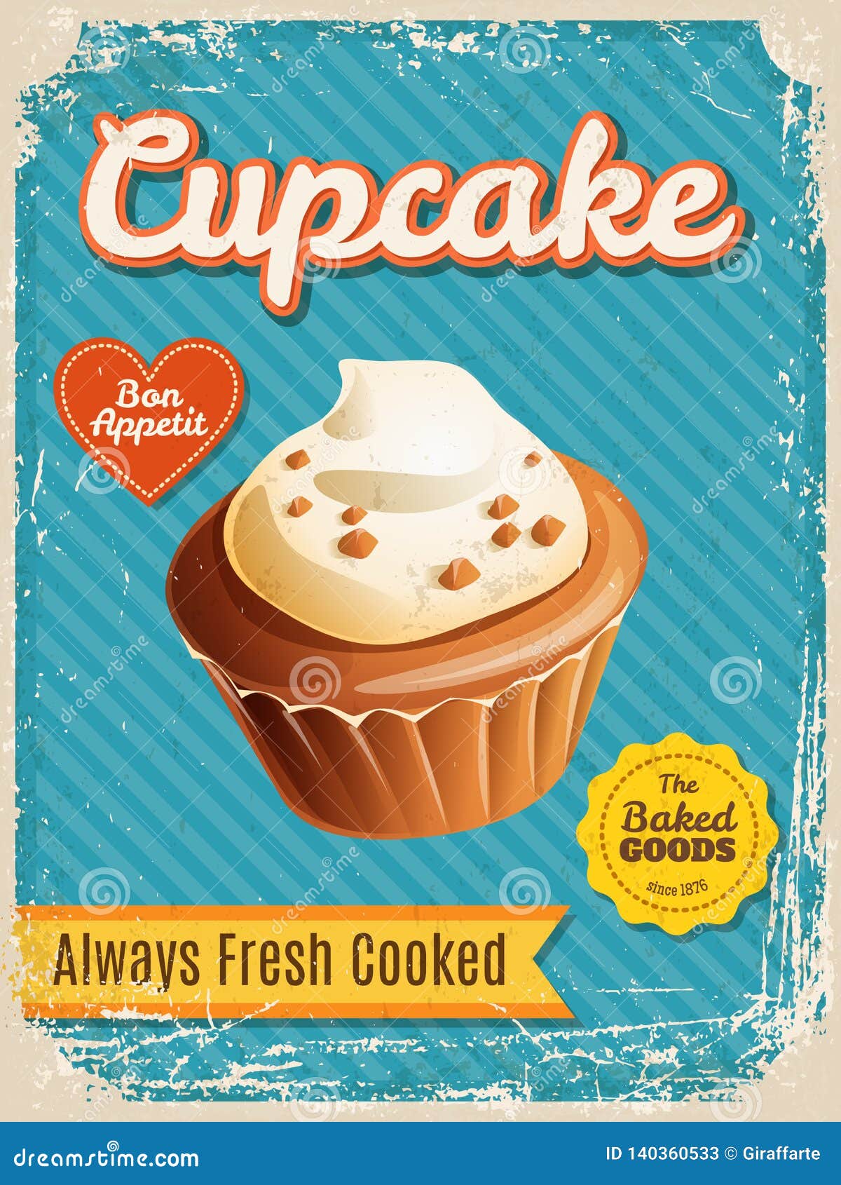 Cupcake Poster Design Bakery Cake Dessert Card Vector Illustration ...