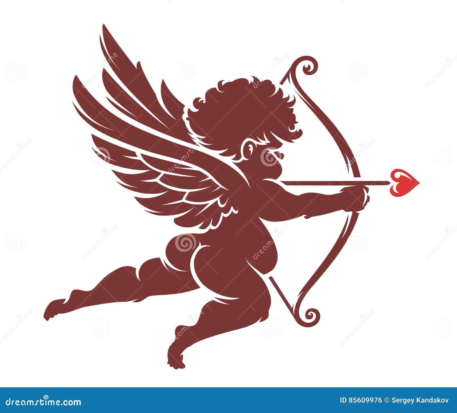 Vector Cupid Silhouette stock vector. Illustration of heart - 85609976