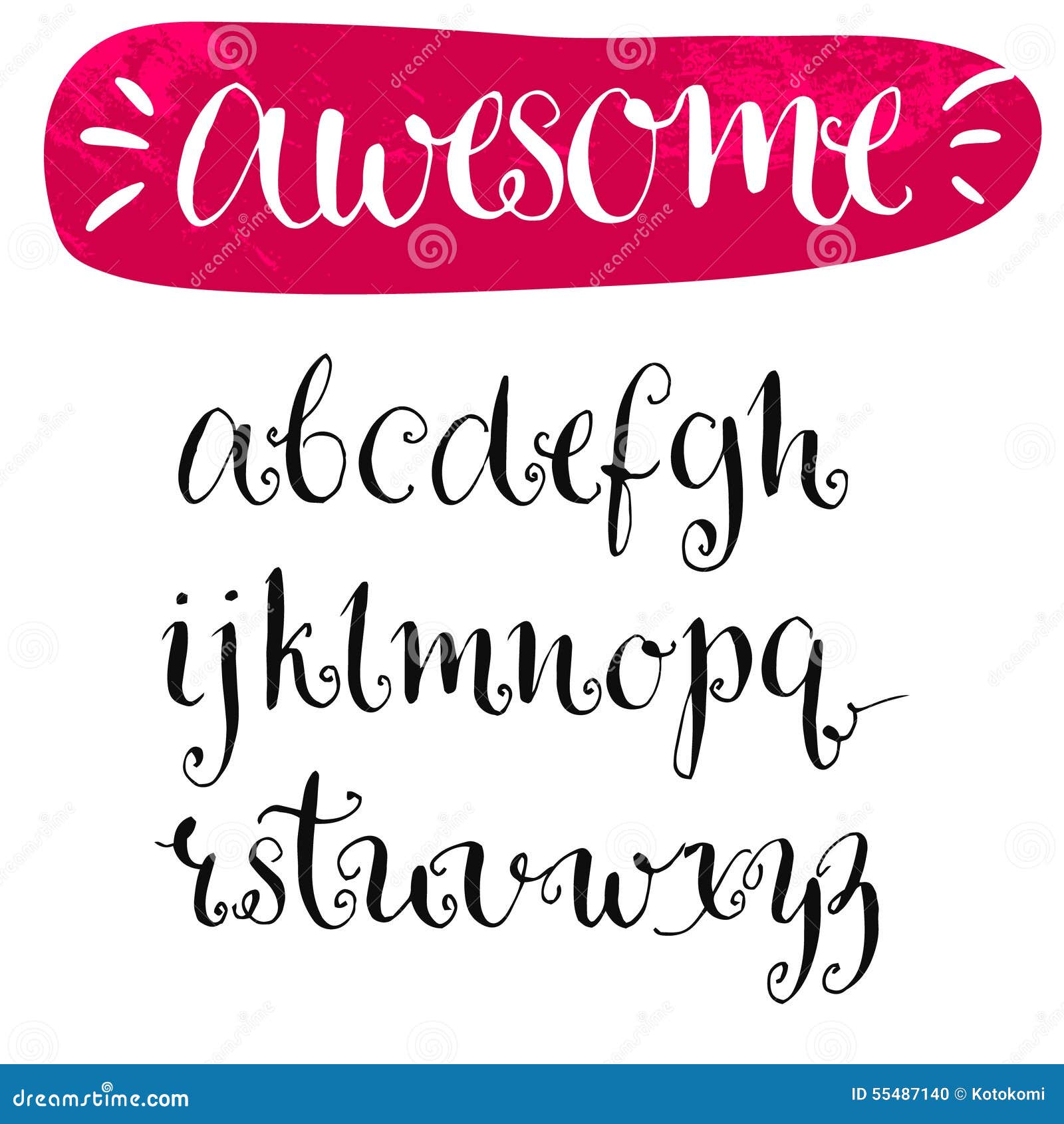 Vector Curly Alphabet . Artistic Hand Drawn Stock Vector - Illustration ...