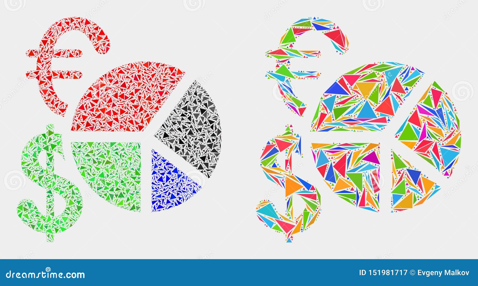 Vector Currency Pie Chart Mosaic Icon of Triangles Stock Vector ...