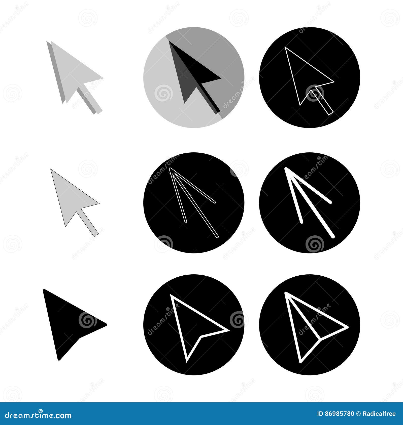 Vector Cursor Arrows Set Mouse Arrows Icons Collection Stock Vector