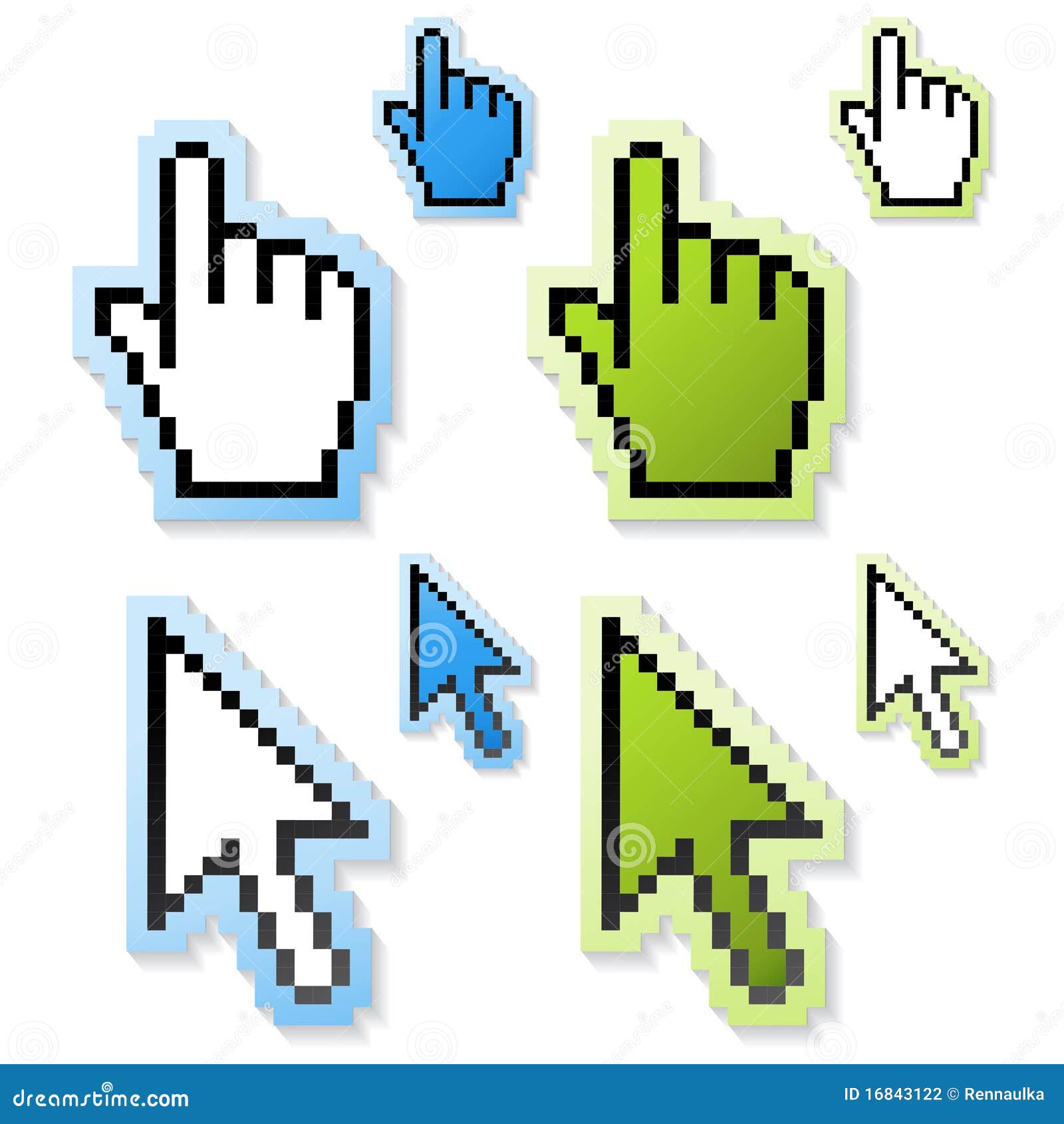 Vector Cursors of Hand and Arrow Stock Vector - Illustration of fist ...