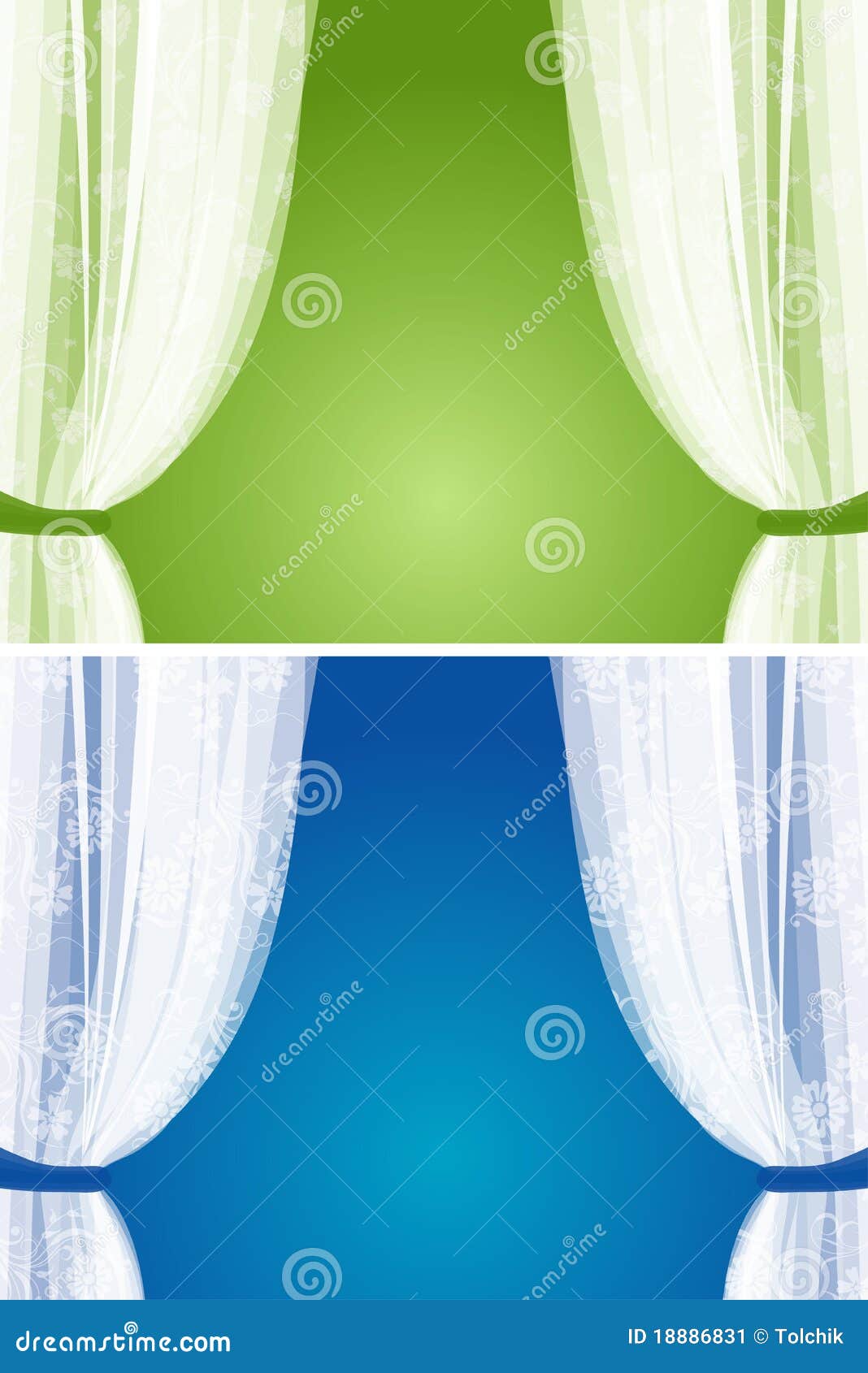 Vector Curtain with Floral Pattern, Illustration Stock Vector ...