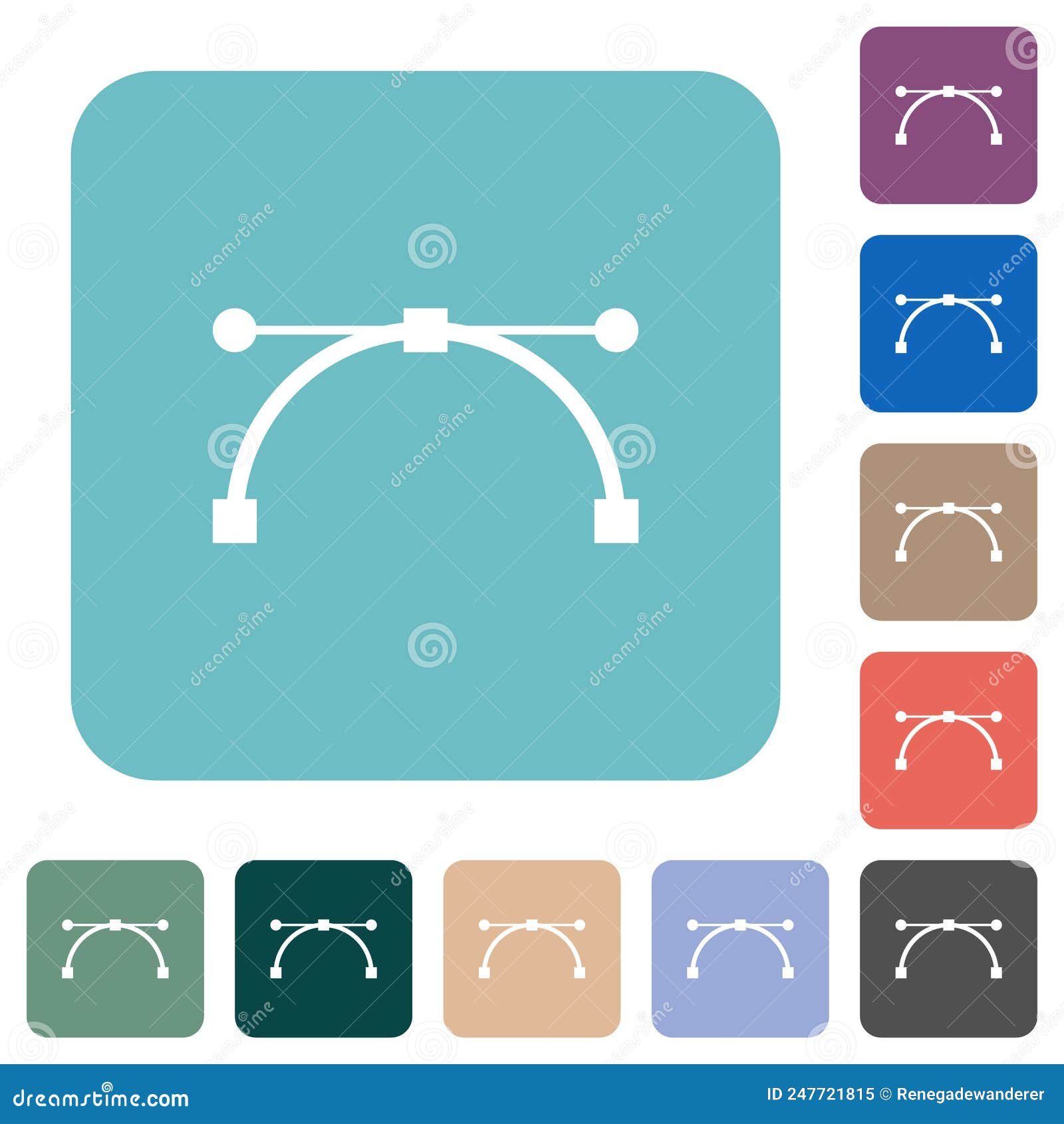 Vector Curve and Edit Points Rounded Square Flat Icons Stock Vector ...