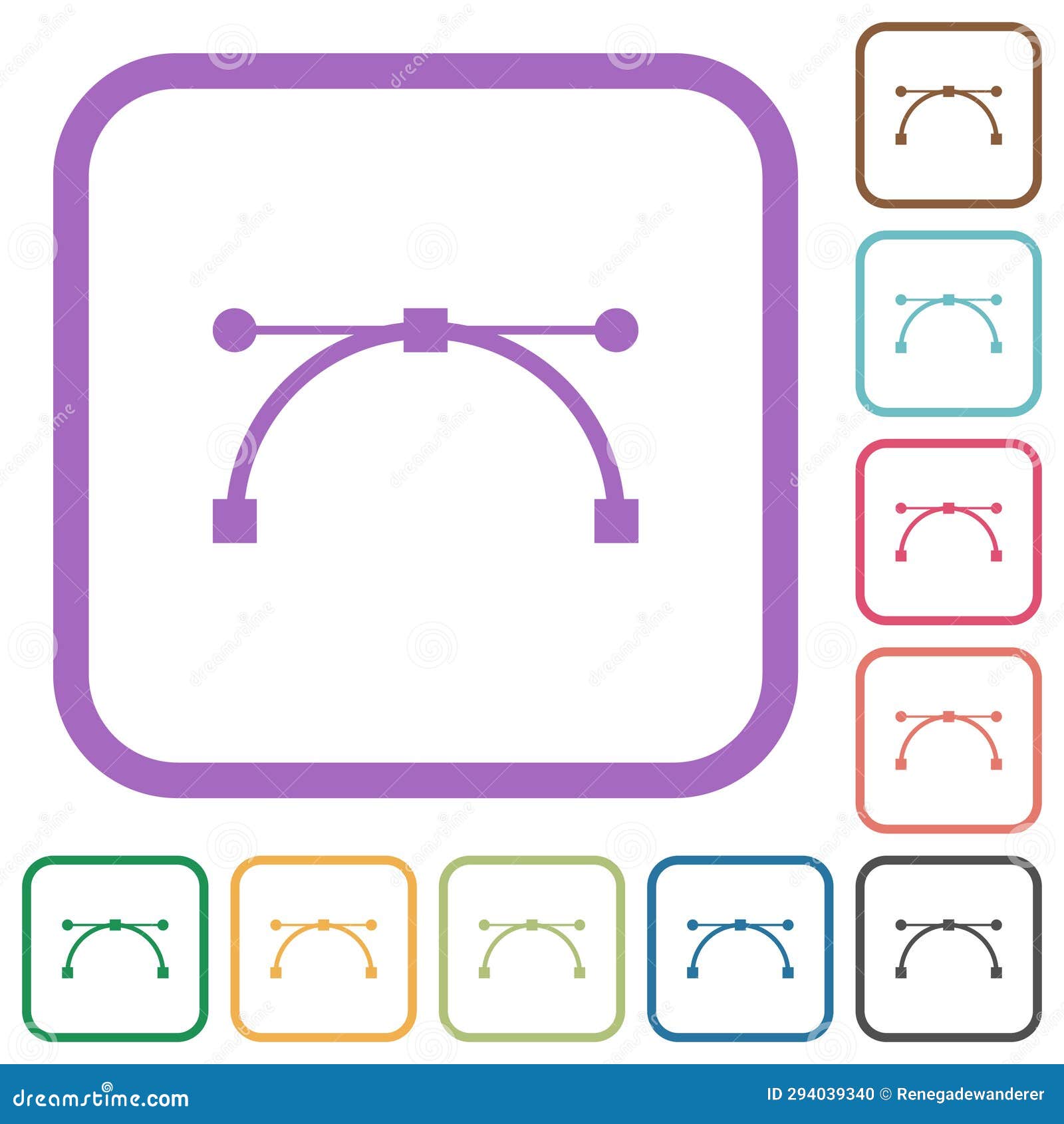 Vector Curve and Edit Points Simple Icons Stock Vector - Illustration ...