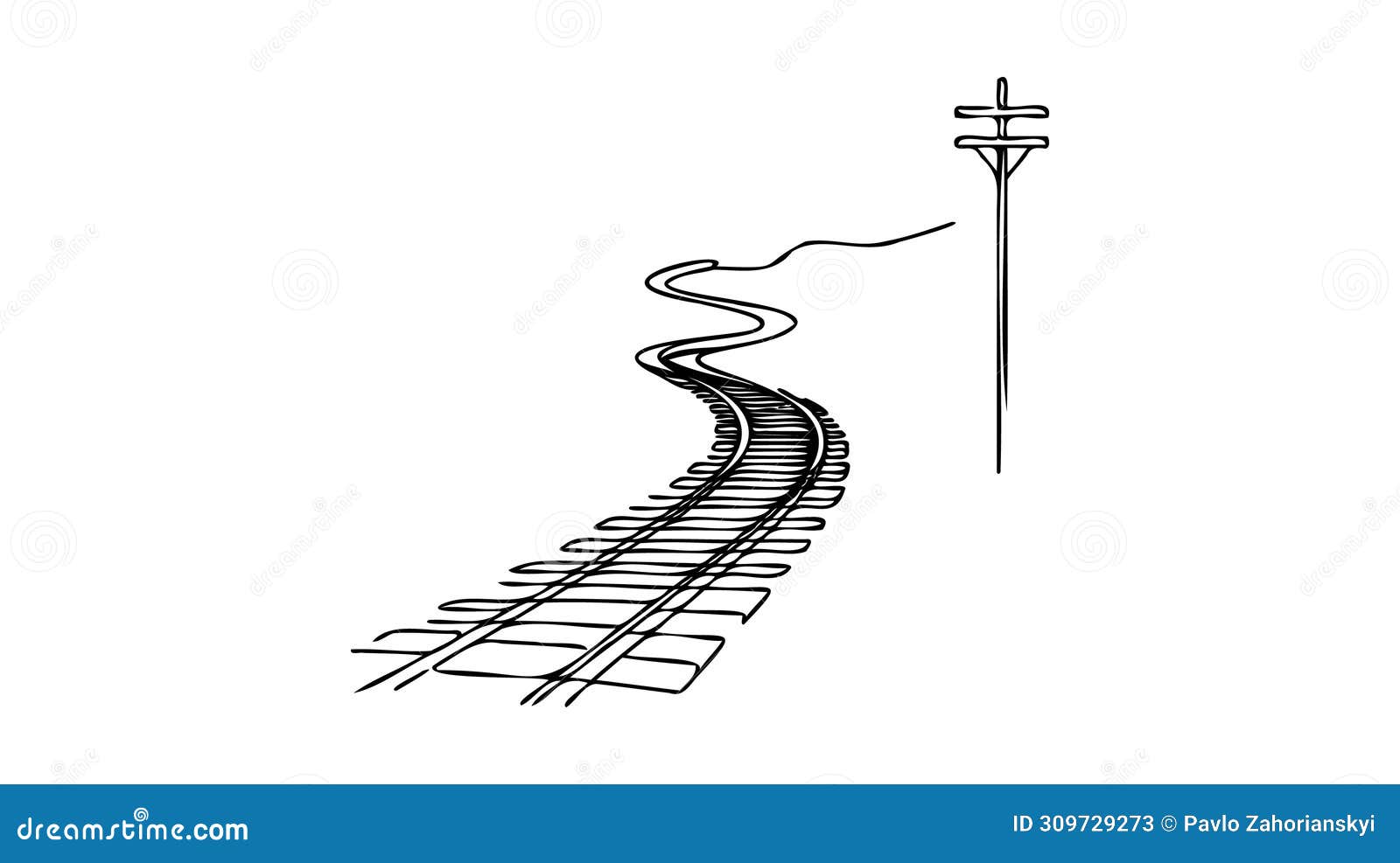 Vector Curved Endless Train Track. Sketch of Curved Train Track Stock ...
