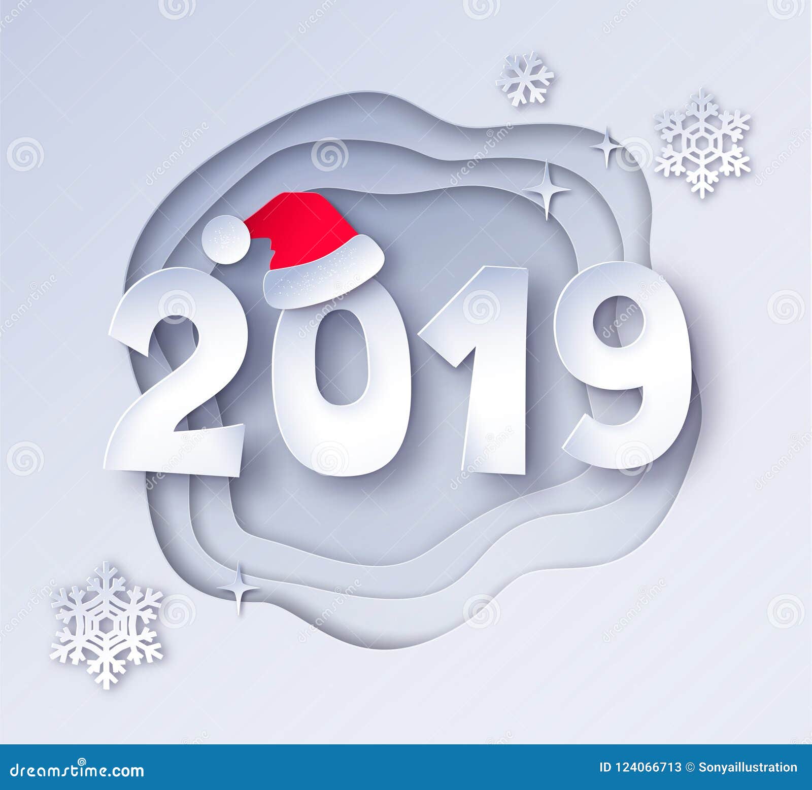 Cut Paper Illustration of 2019 Numbers Stock Vector - Illustration of ...