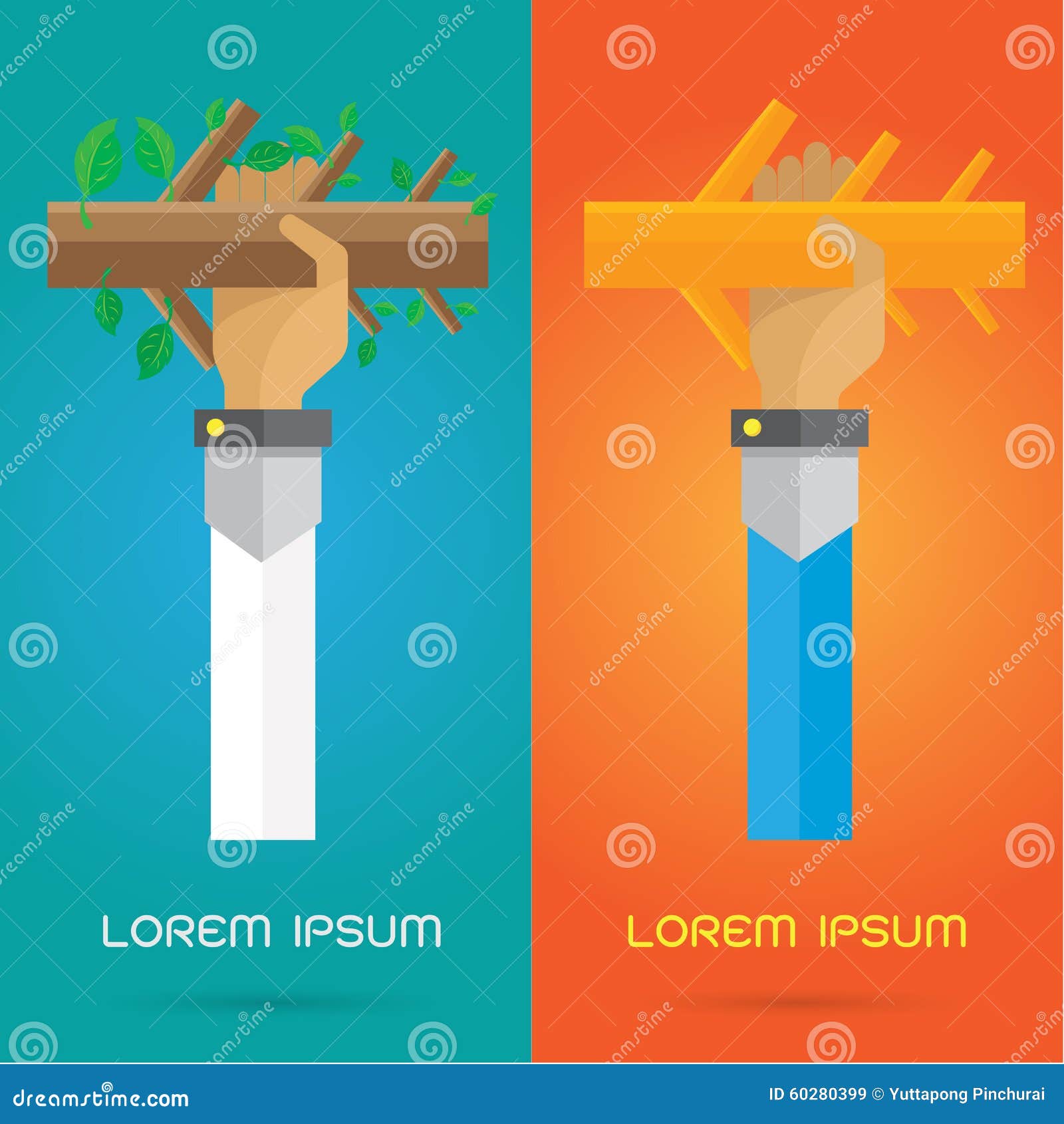 Vector Cut Tree Lumberjack Nature Arm and Hand Stock Vector ...