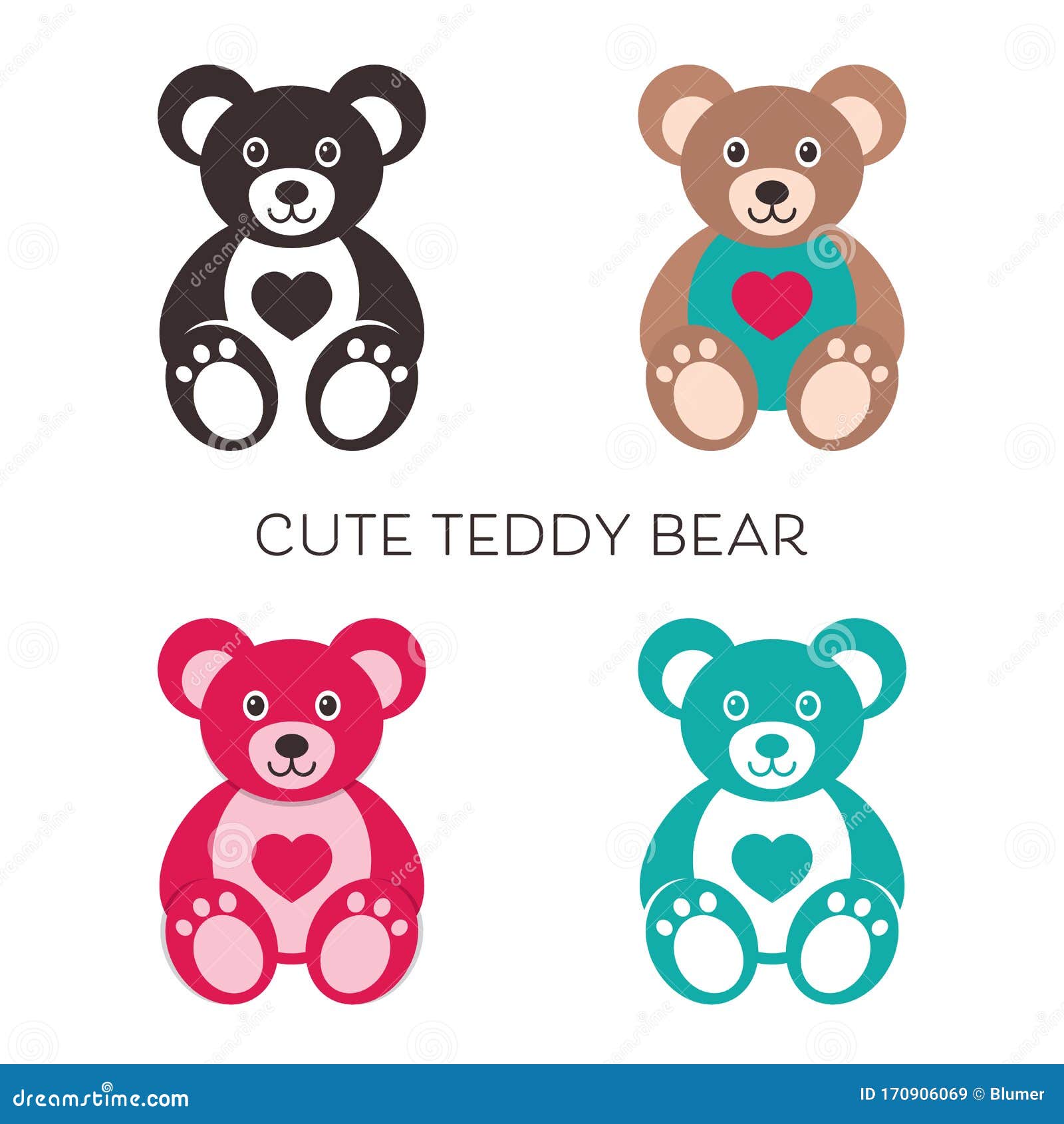 Vector Cute Abstract Teddy Bear Icons Collection Stock Vector ...