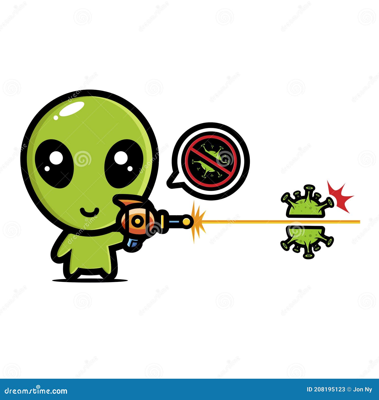 Vector of Cute Alien Character Shooting Virus Stock Vector ...
