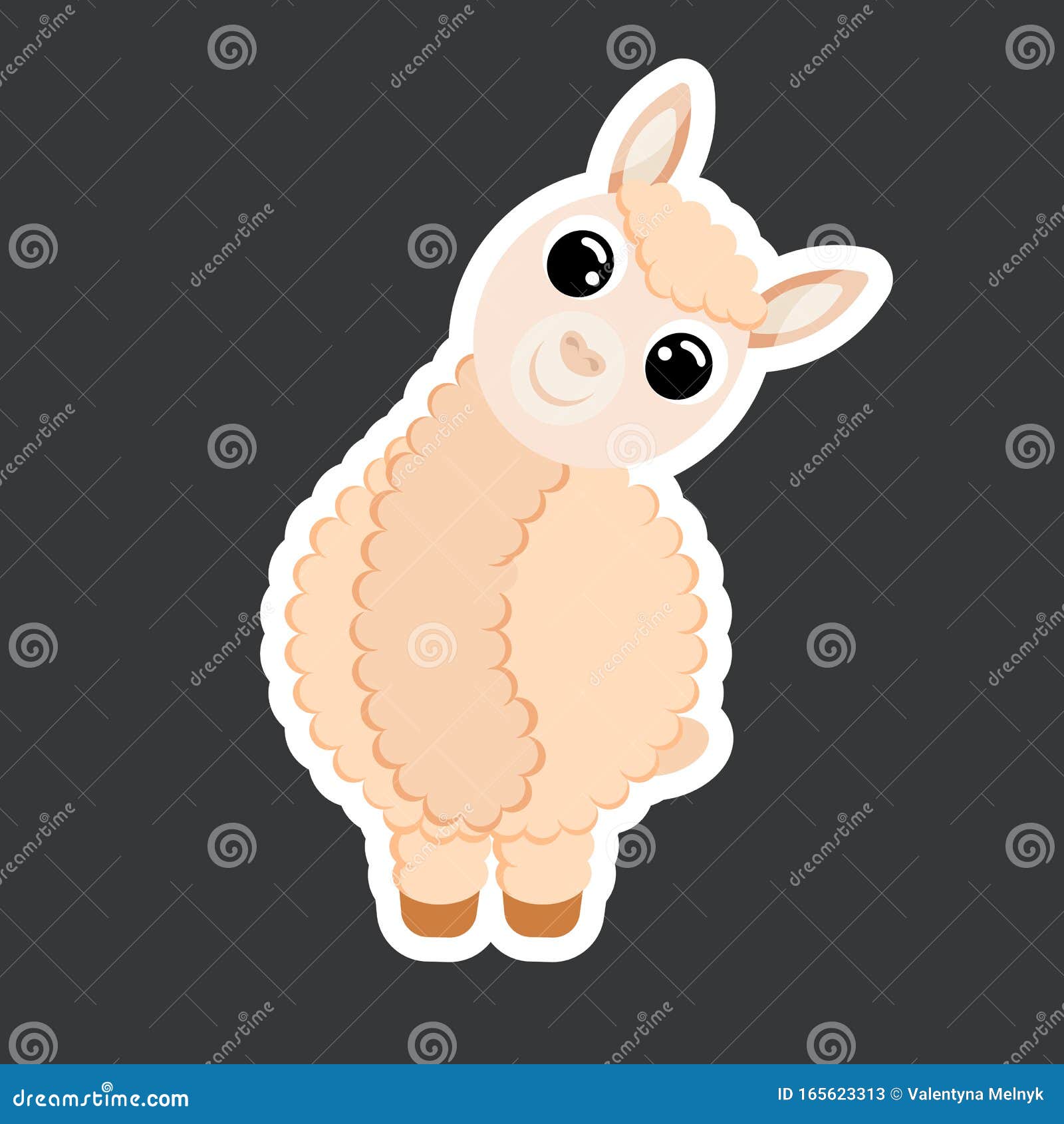 Vector Cute Alpaca Sticker Template Stock Vector - Illustration of flat ...