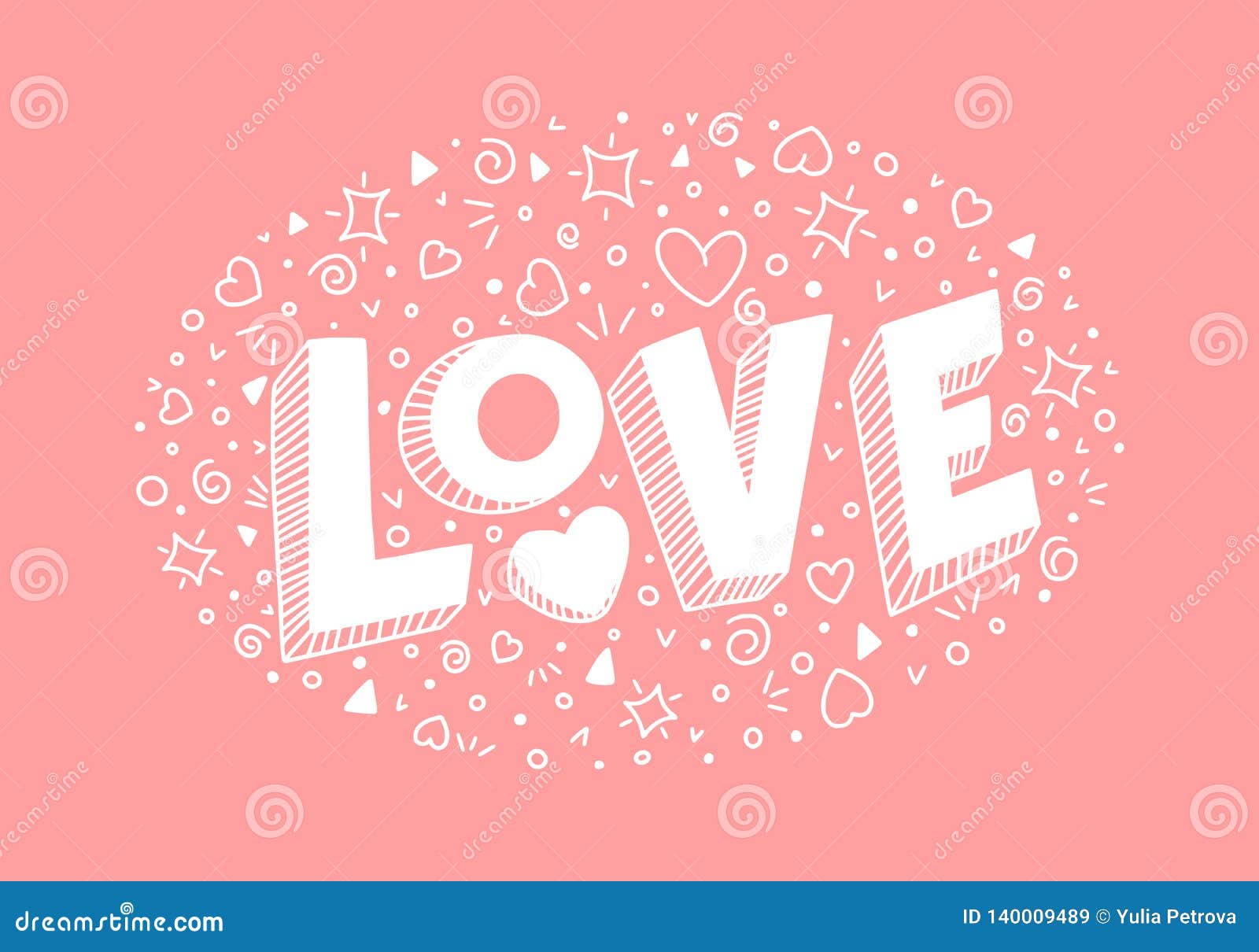 Vector Cute Background with Word LOVE Stock Vector - Illustration of ...