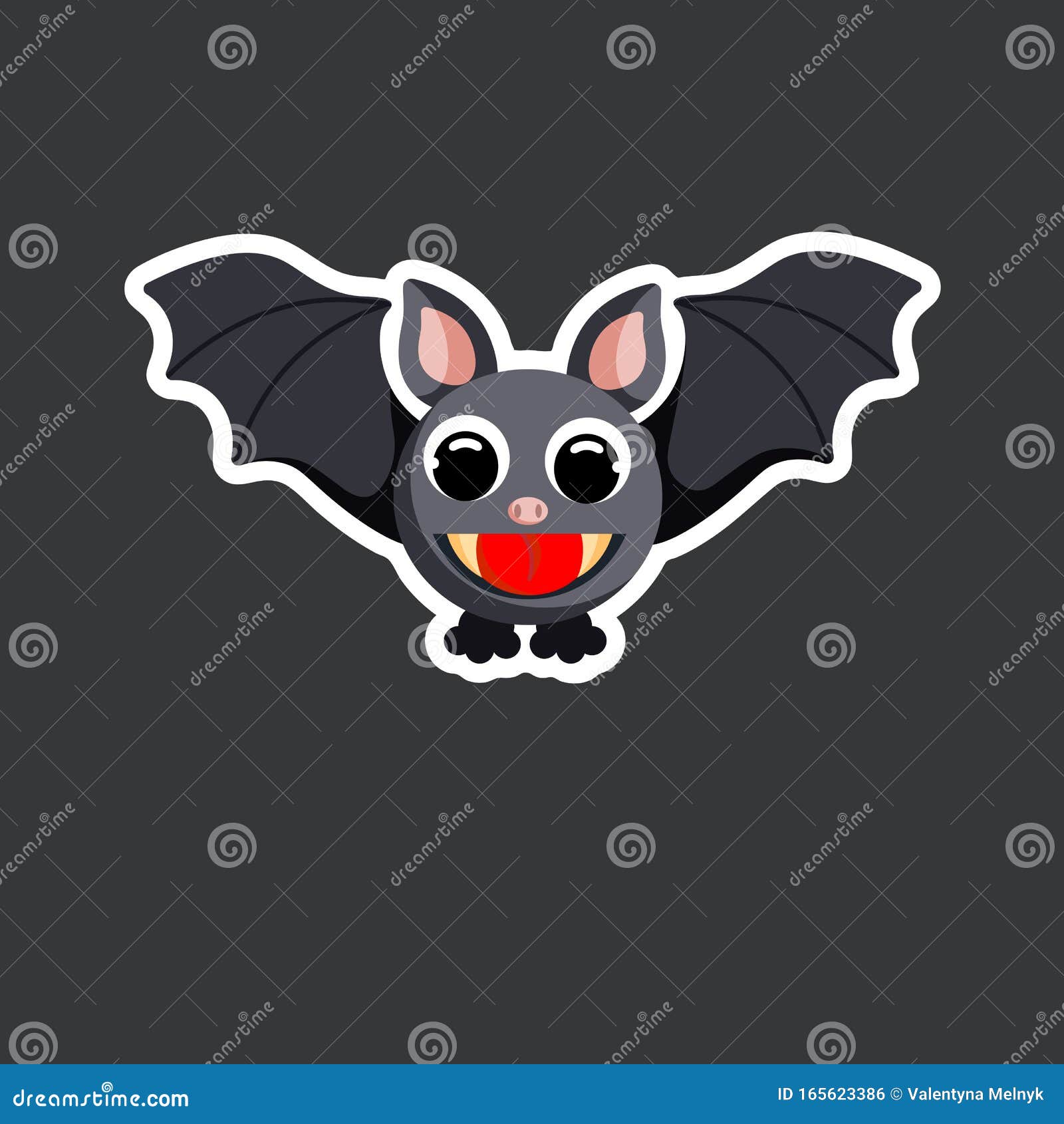 Vector Cute Bat Sticker Template Stock Vector - Illustration of ...