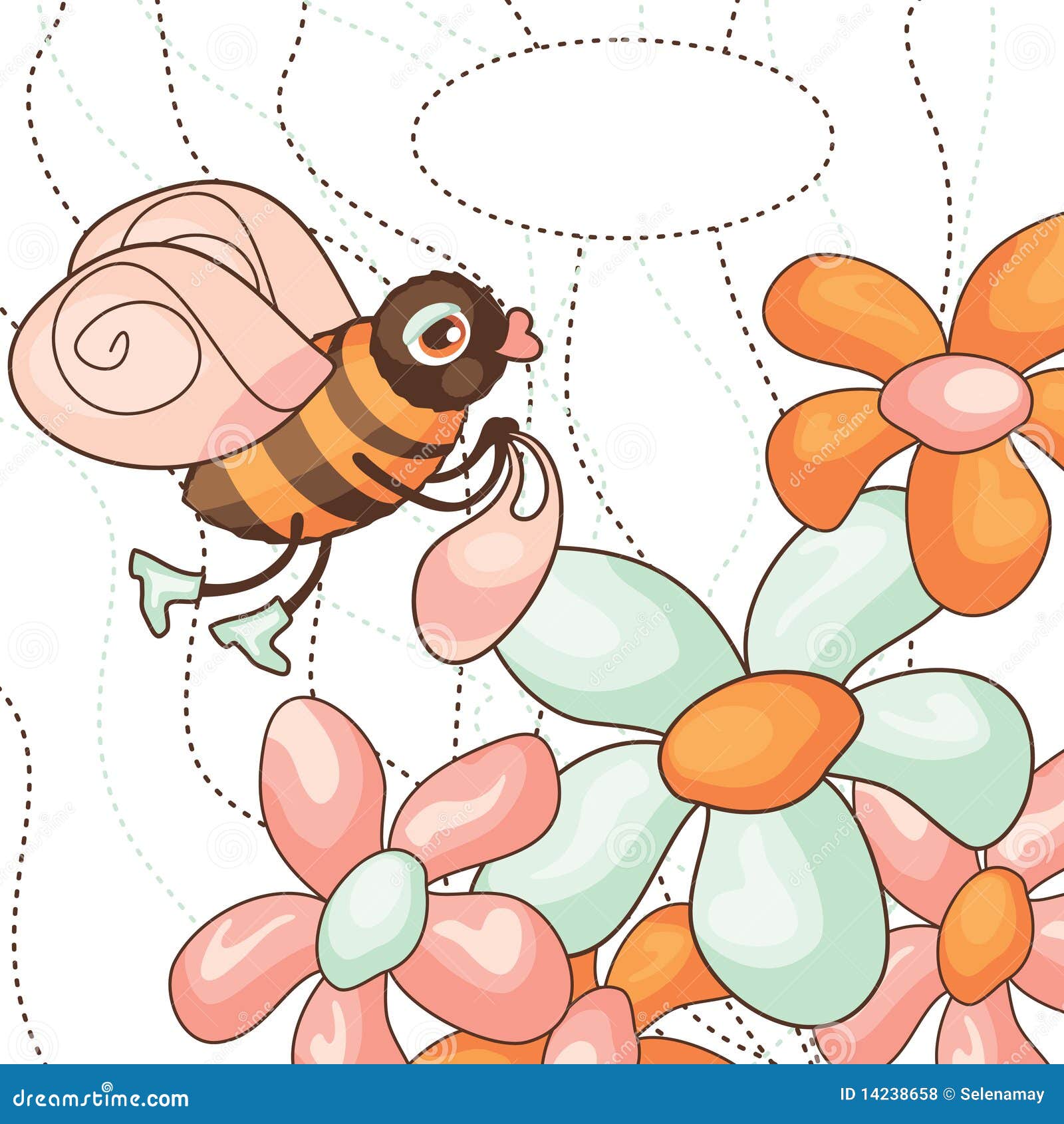 Vector Cute Bee Collects Nectar Stock Vector - Illustration of nature ...