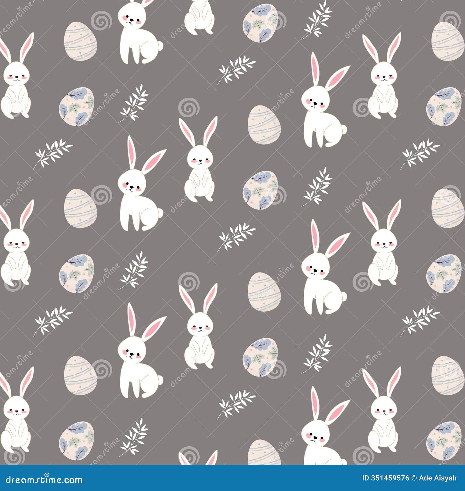 Vector Cute Bunny Rabbit and Egg Cartoon Seamless Pattern Animal Background Stock Illustration ...