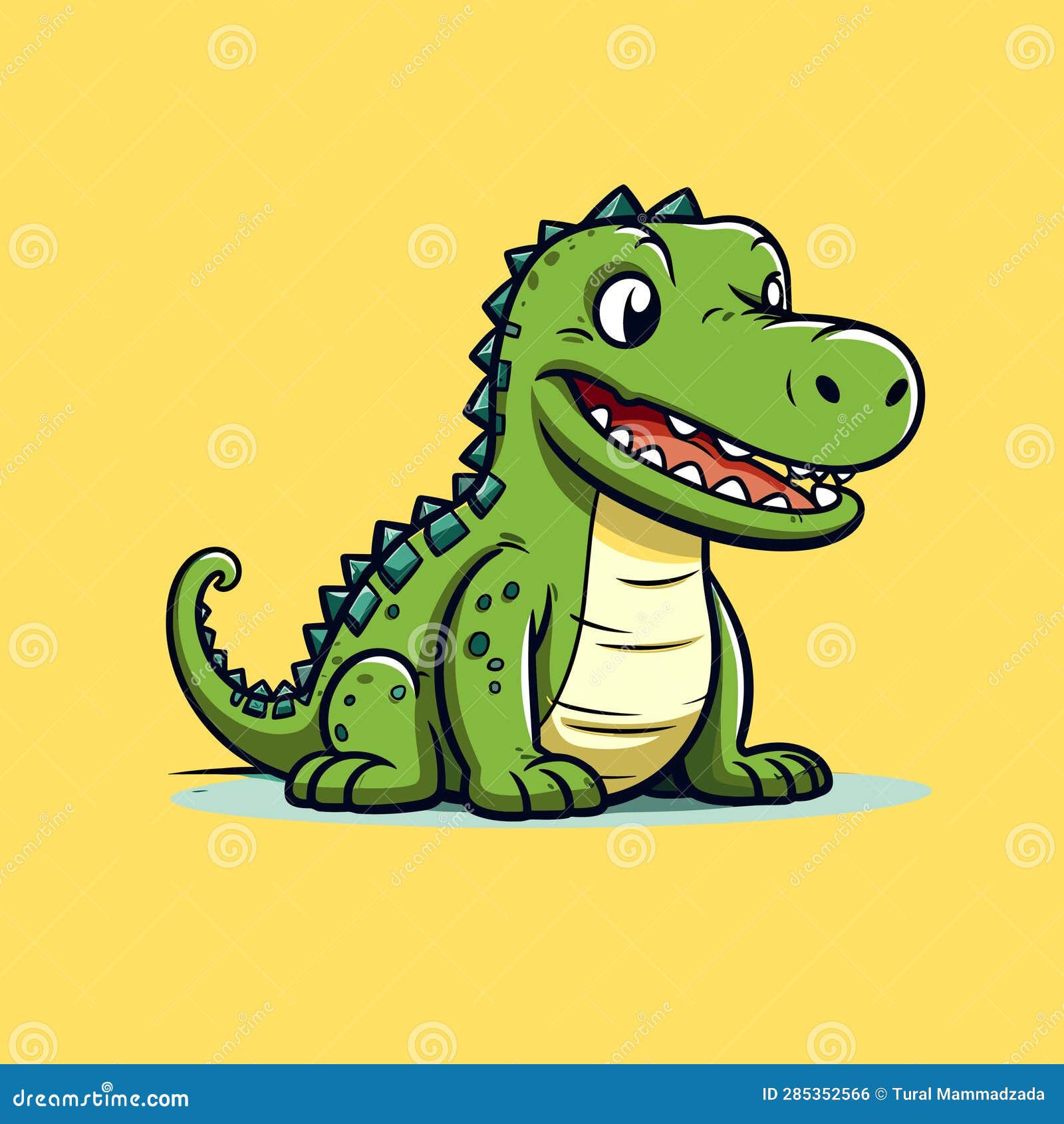 Vector of a Cute Cartoon Alligator Sitting on a Vibrant Yellow ...