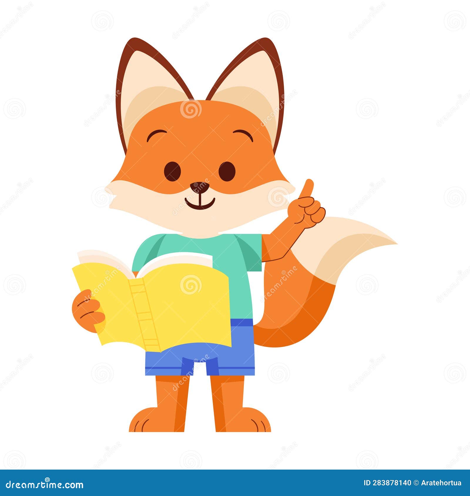 Vector Cute Cartoon Animal Reading Isolated Illustration Stock Vector ...