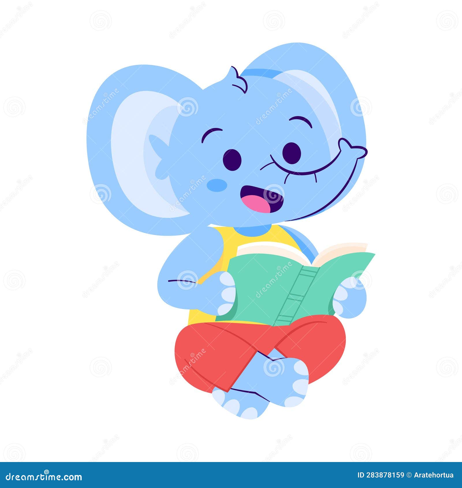 Vector Cute Cartoon Animal Reading Isolated Illustration Stock Vector ...