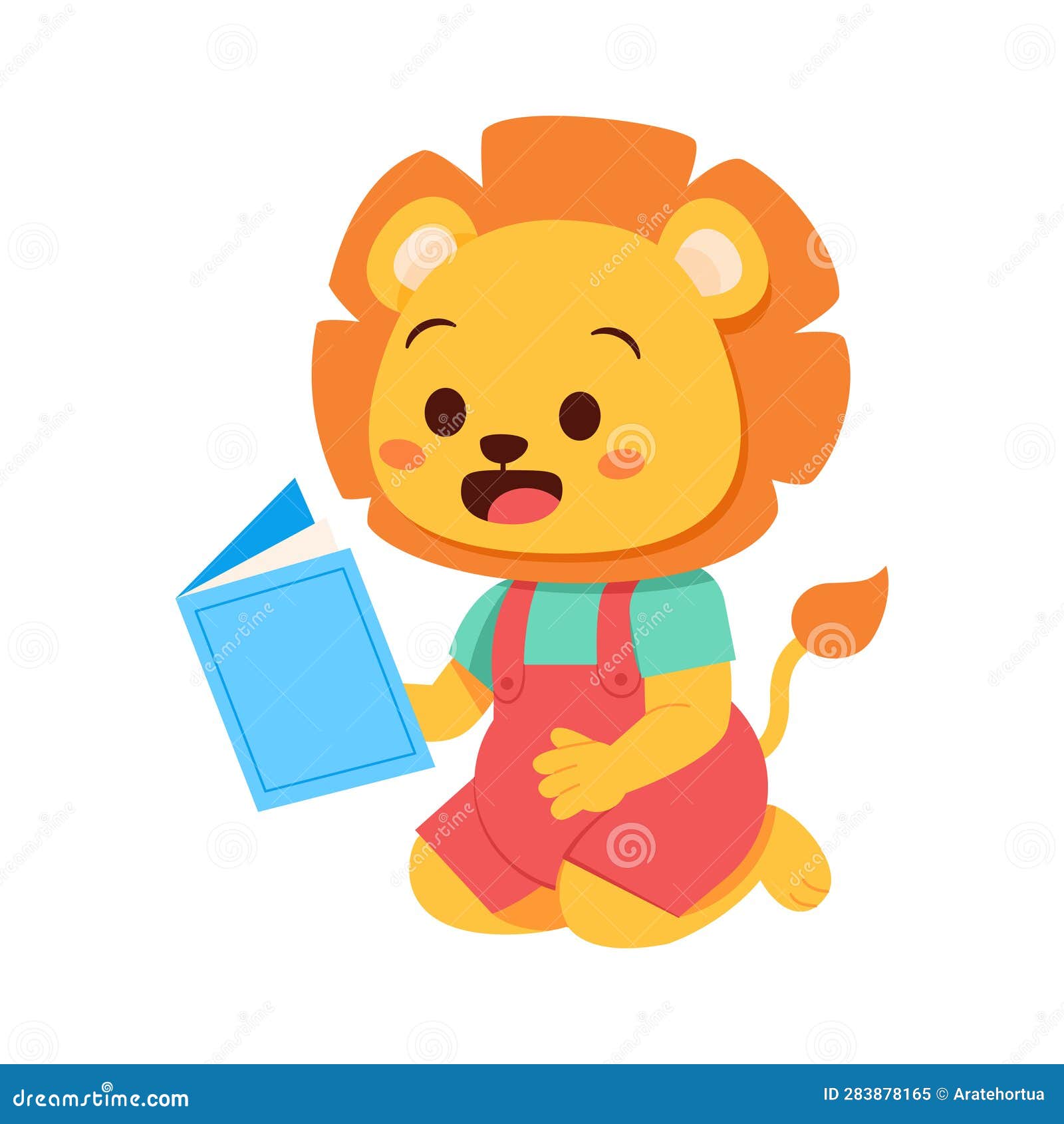 Vector Cute Cartoon Animal Reading Isolated Illustration Stock Vector ...