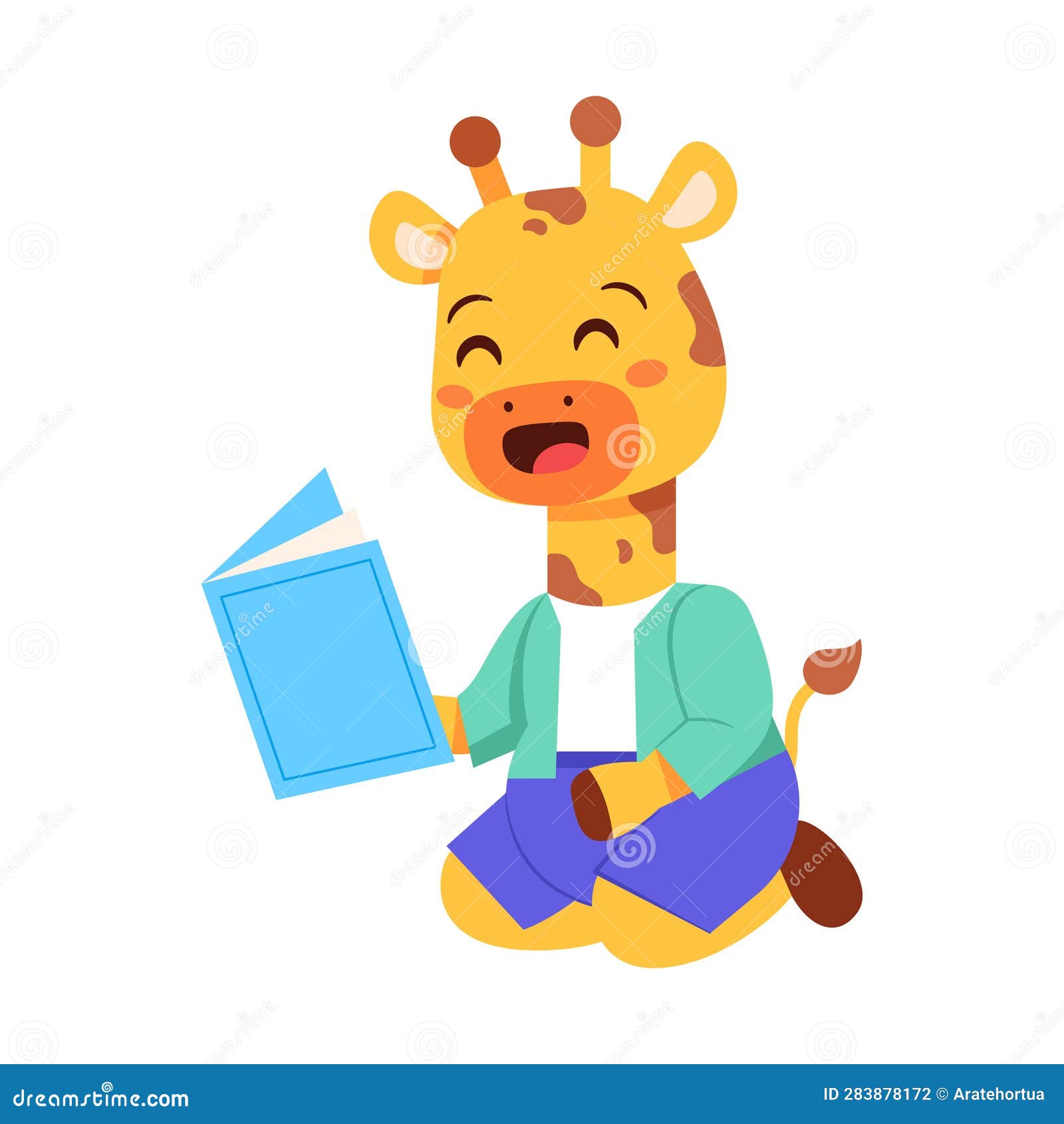 Vector Cute Cartoon Animal Reading Isolated Illustration Stock Vector ...