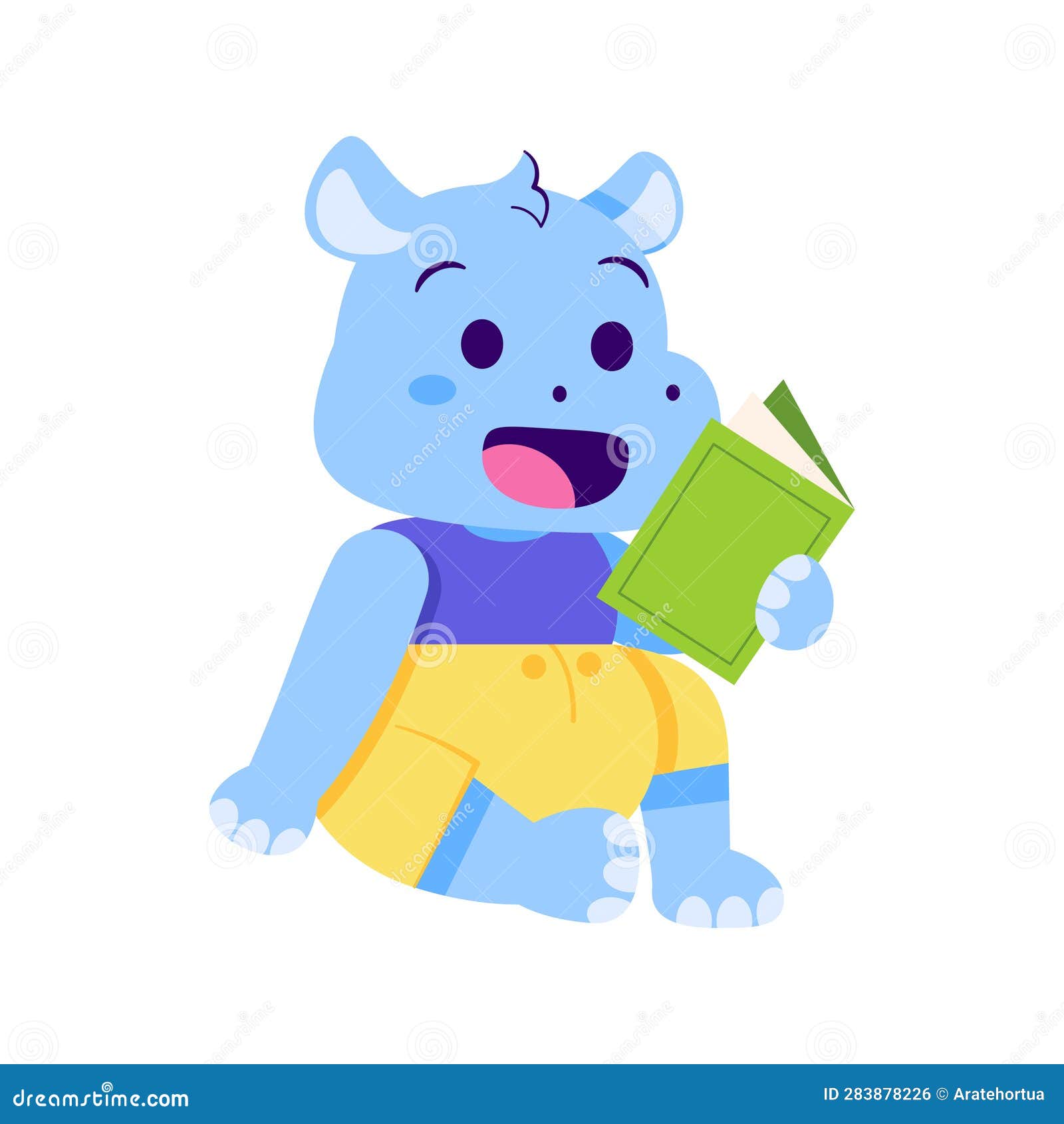 Vector Cute Cartoon Animal Reading Isolated Illustration Stock Vector ...