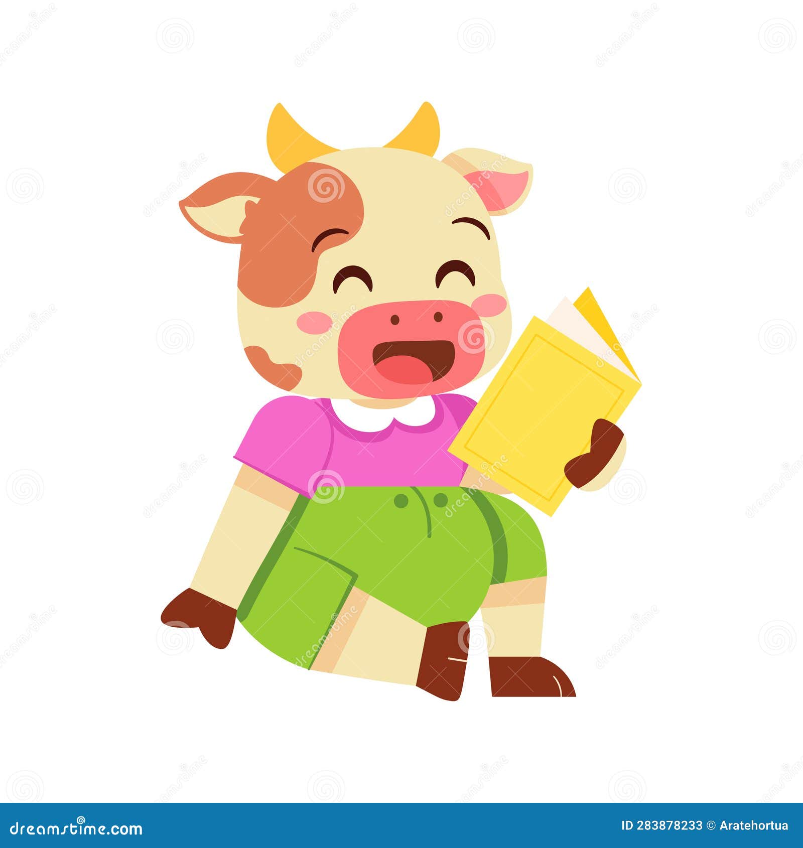 Vector Cute Cartoon Animal Reading Isolated Illustration Stock Vector ...