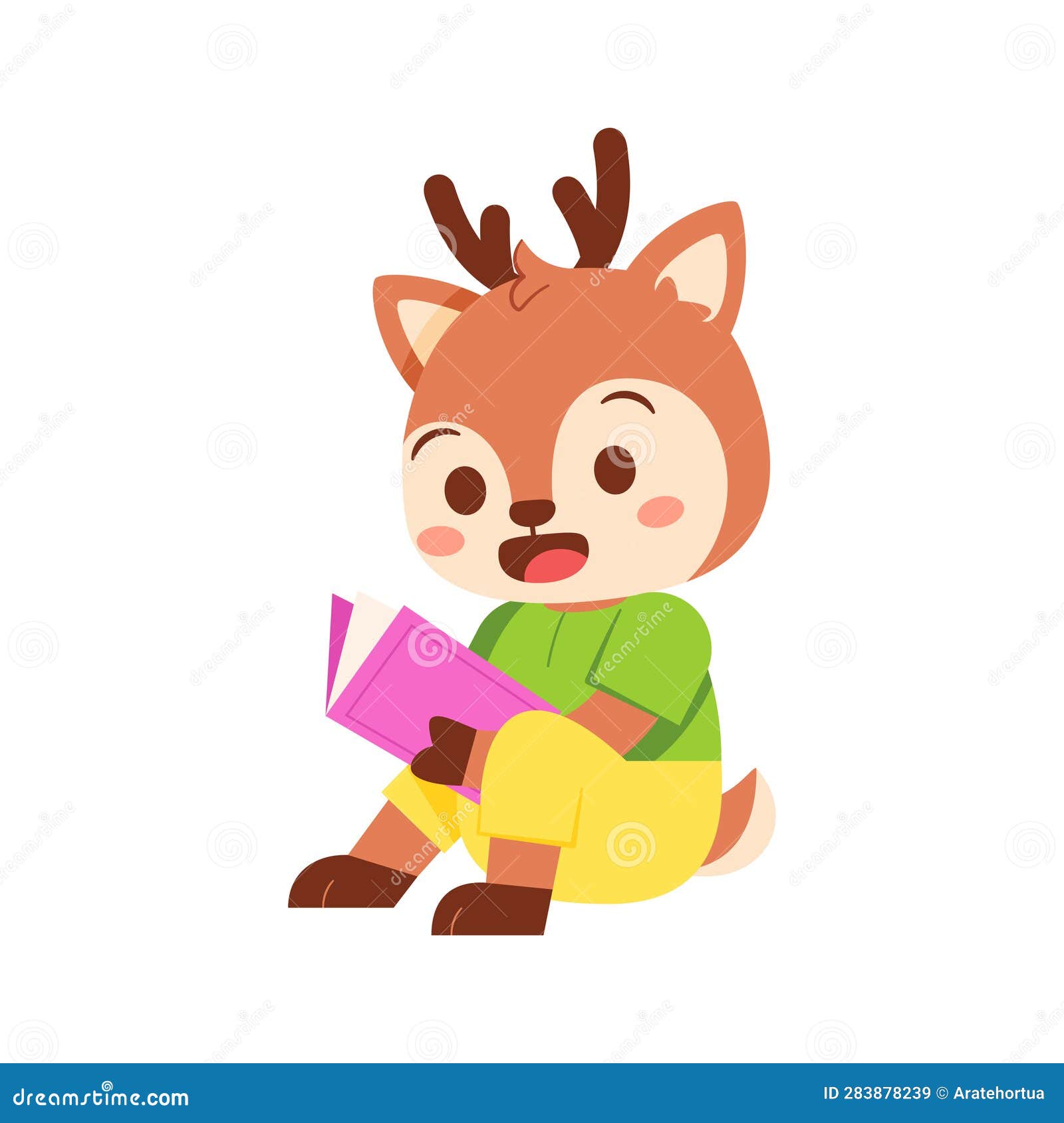 Vector Cute Cartoon Animal Reading Isolated Illustration Stock Vector ...
