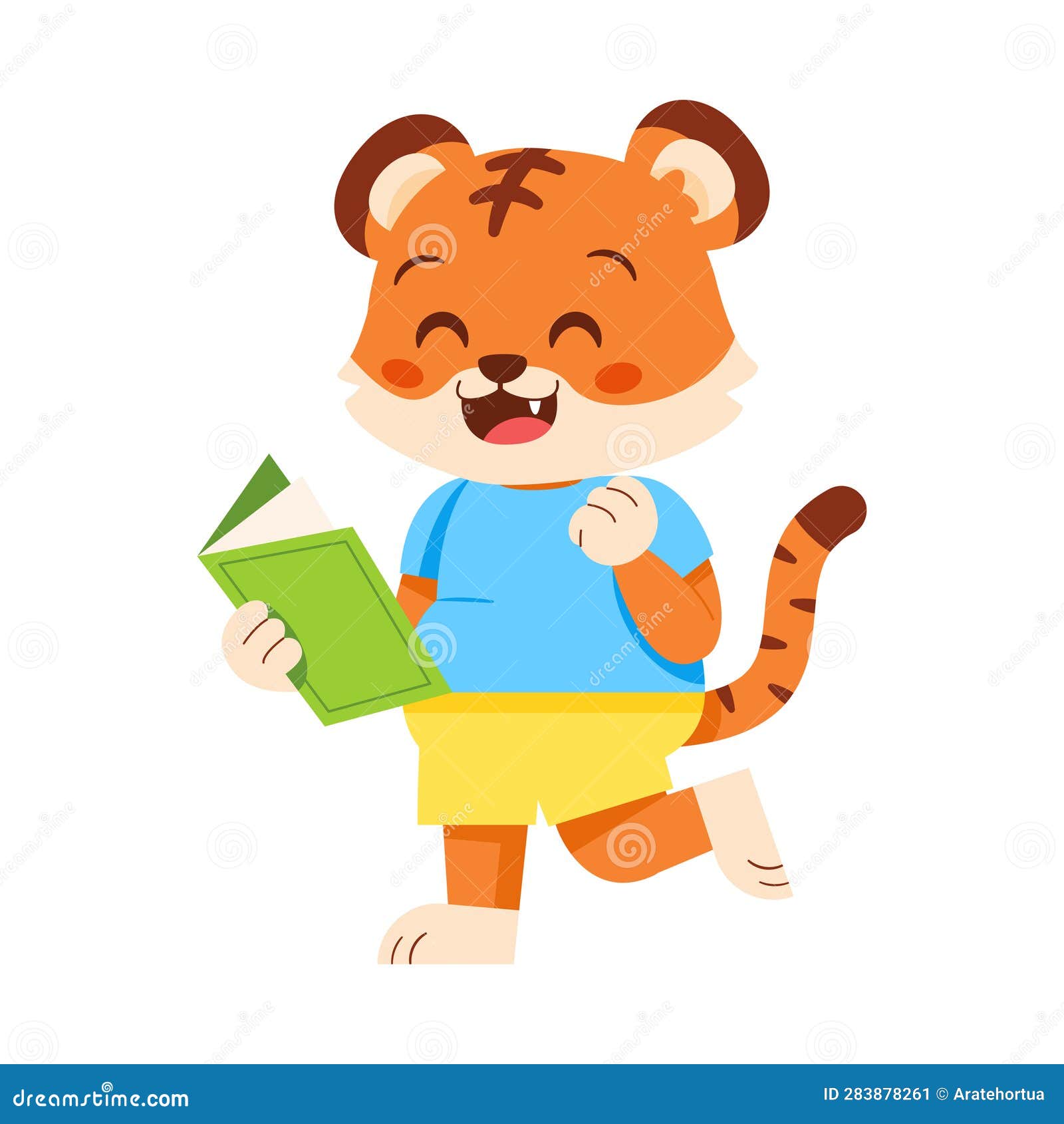 Vector Cute Cartoon Animal Reading Isolated Illustration Stock Vector ...