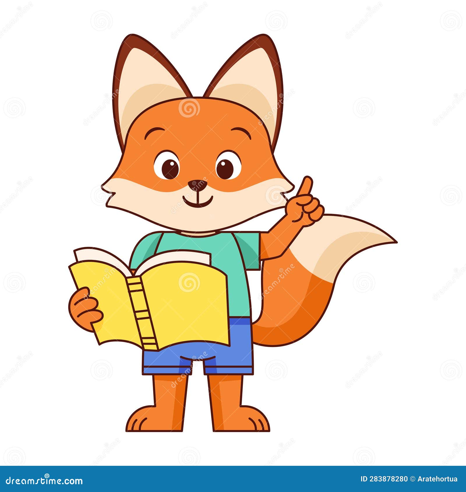 Vector Cute Cartoon Animal Reading Isolated Illustration Stock Vector ...