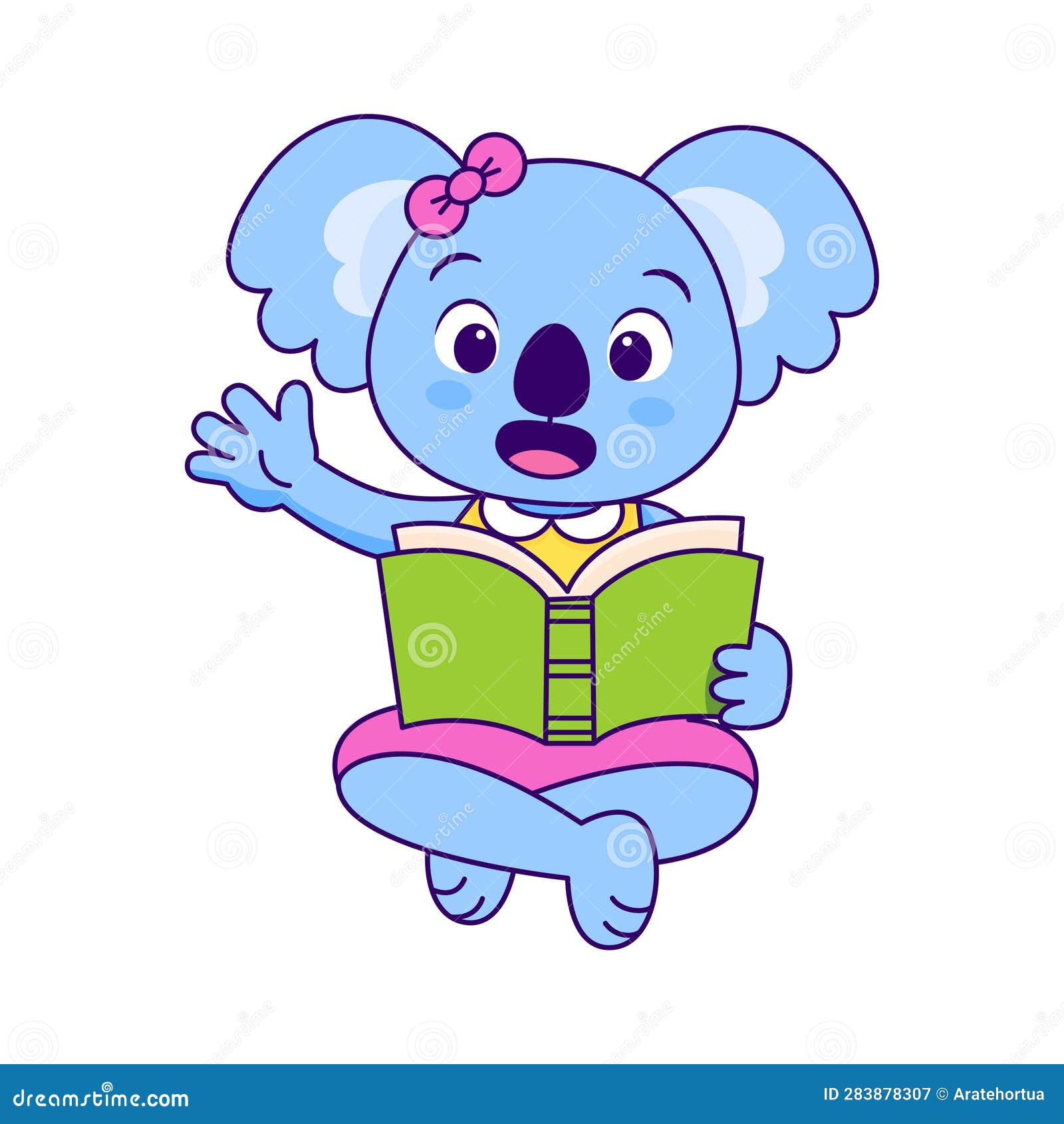 Vector Cute Cartoon Animal Reading Isolated Illustration Stock Vector ...