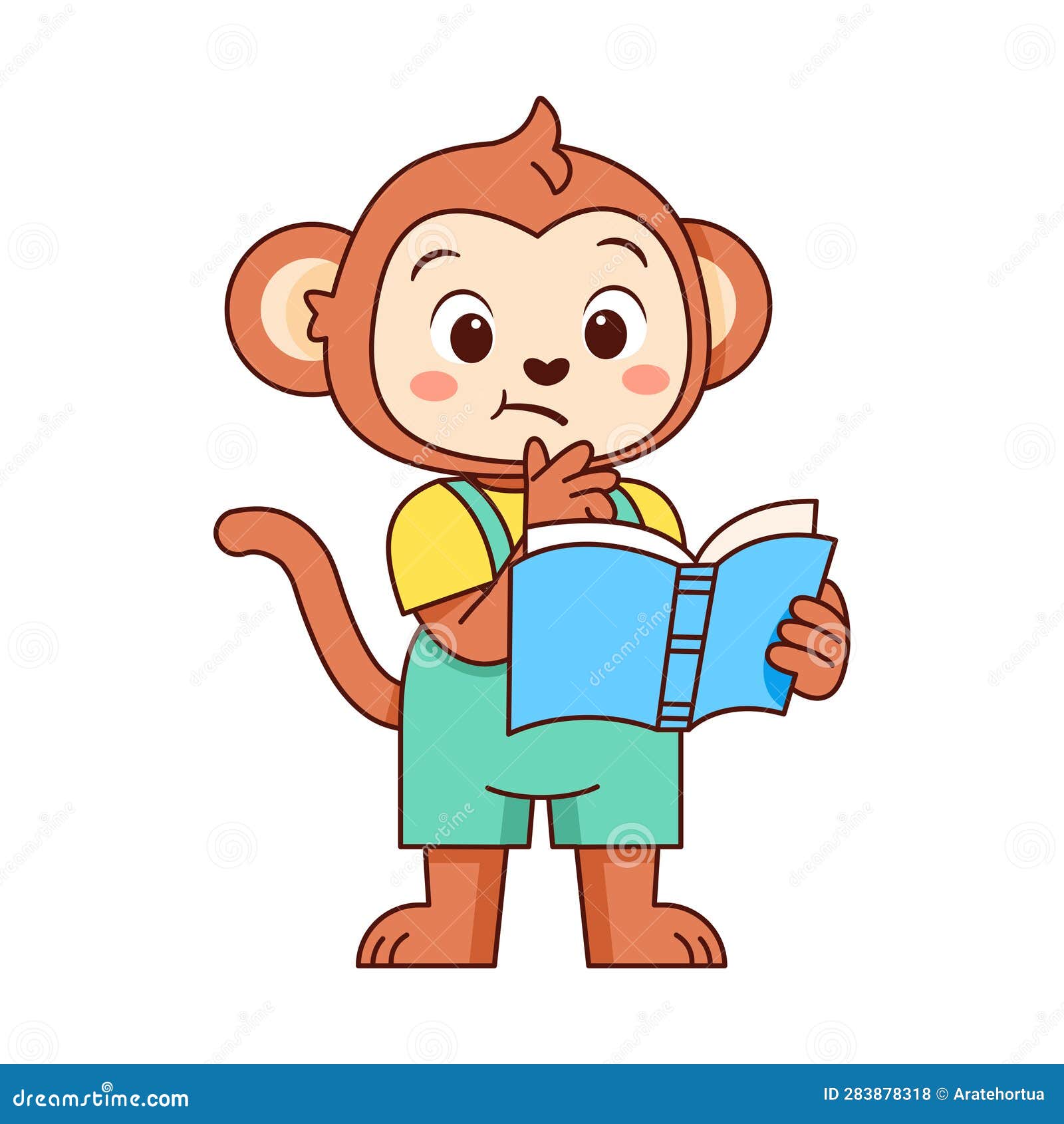 Vector Cute Cartoon Animal Reading Isolated Illustration Stock Vector ...