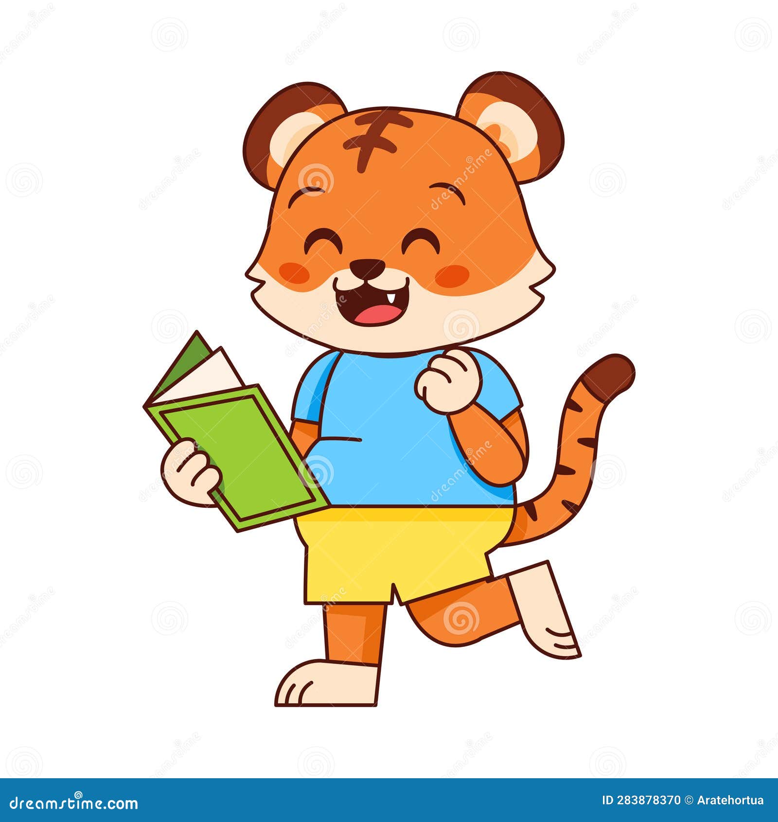 Vector Cute Cartoon Animal Reading Isolated Illustration Stock Vector ...
