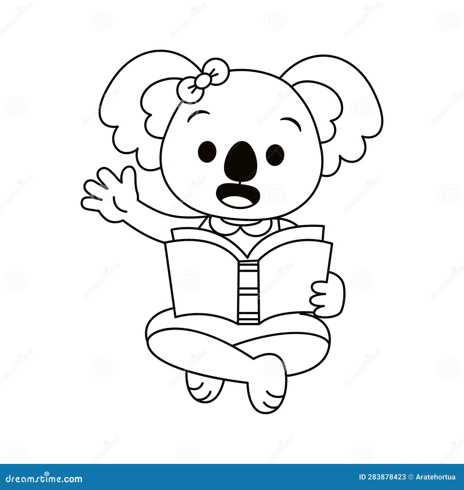 Vector Cute Cartoon Animal Reading Isolated Illustration Stock Vector ...