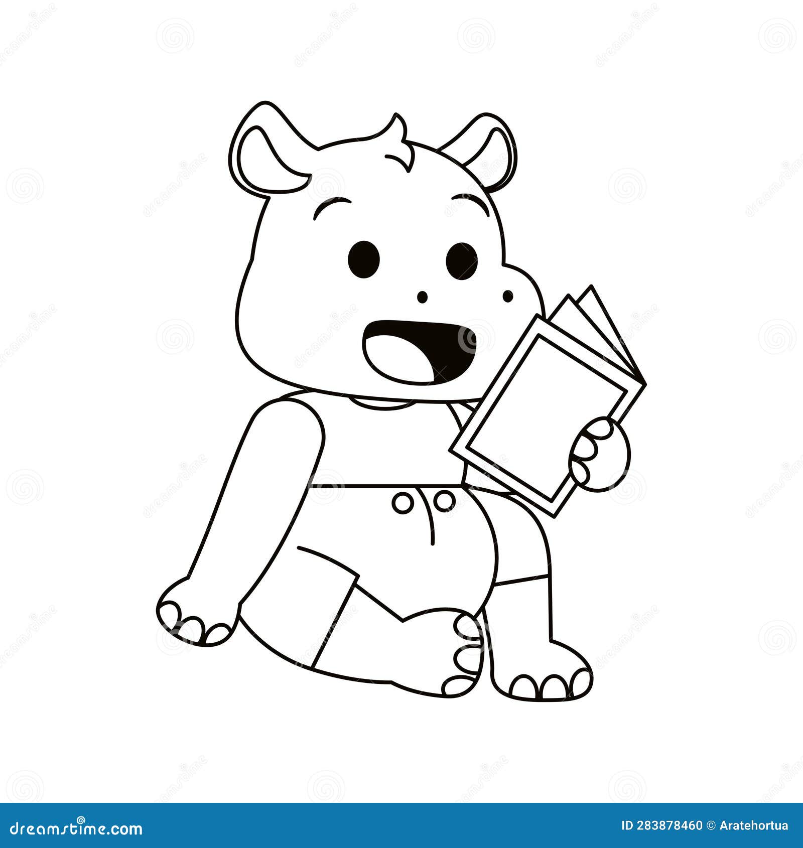 Vector Cute Cartoon Animal Reading Isolated Illustration Stock Vector ...
