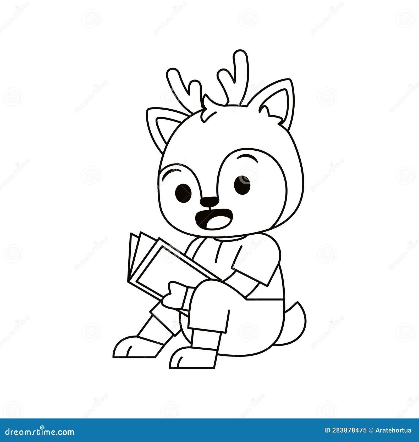 Vector Cute Cartoon Animal Reading Isolated Illustration Stock Vector ...