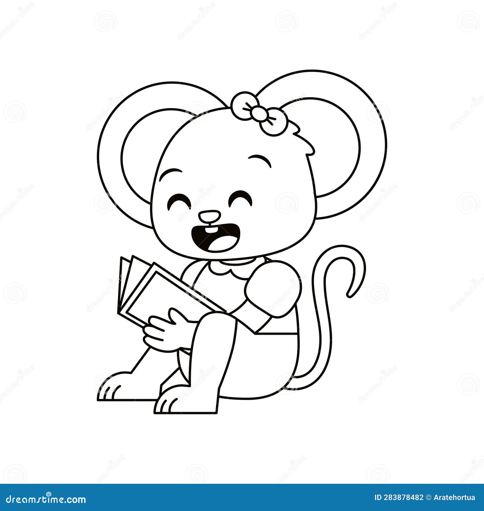 Vector Cute Cartoon Animal Reading Isolated Illustration Stock Vector ...