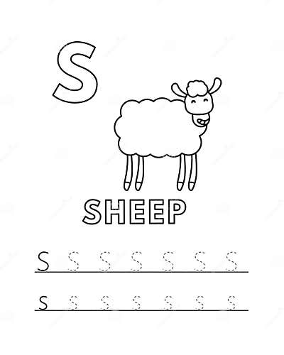 Vector Cute Cartoon Animals Alphabet and Tracing Practice Letter S ... Vector Cute Cartoon Animals Alphabet and Tracing Practice Letter S ...