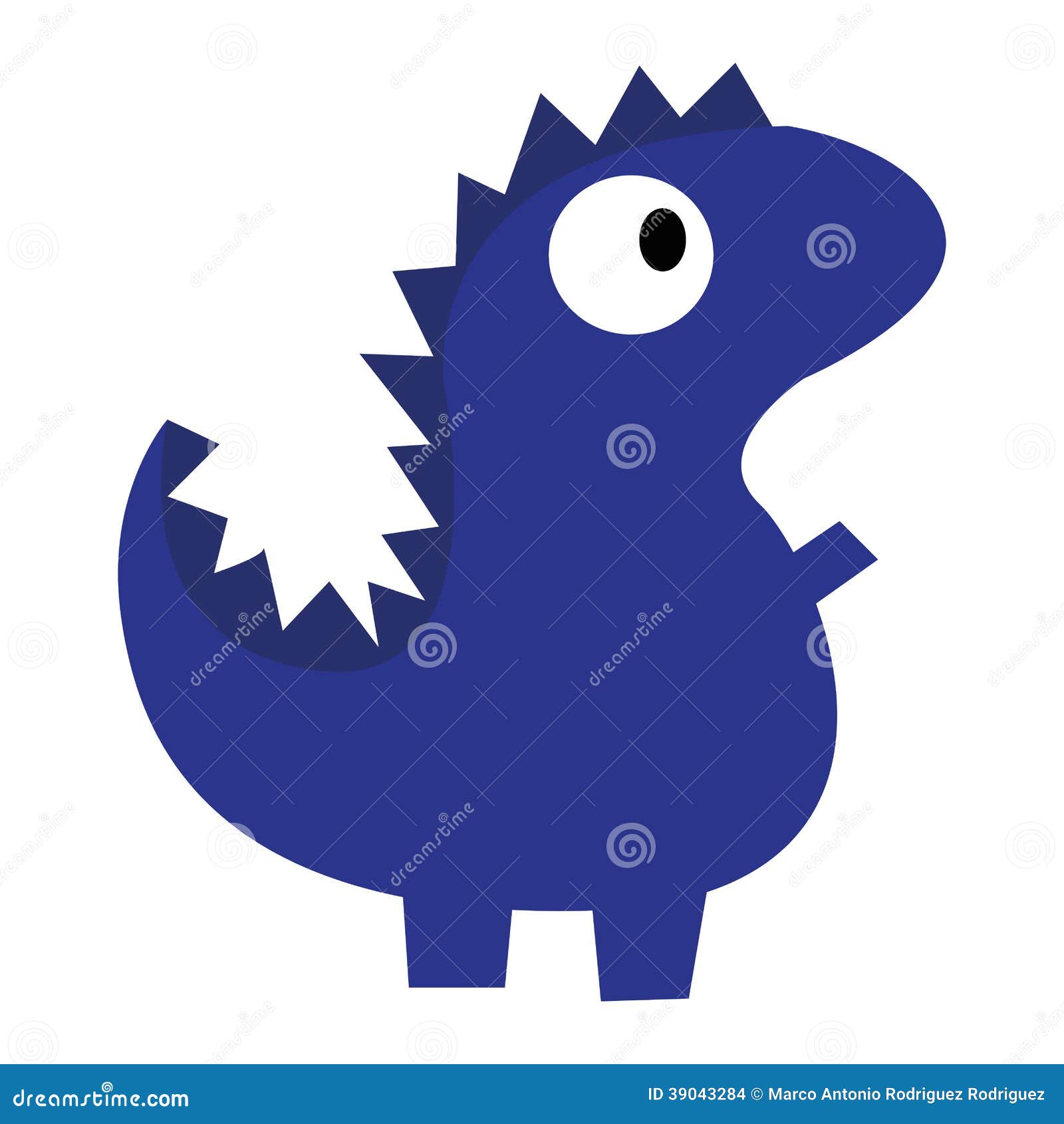 A Vector Cute Cartoon Blue Dinosaur Isolated Stock Vector ...