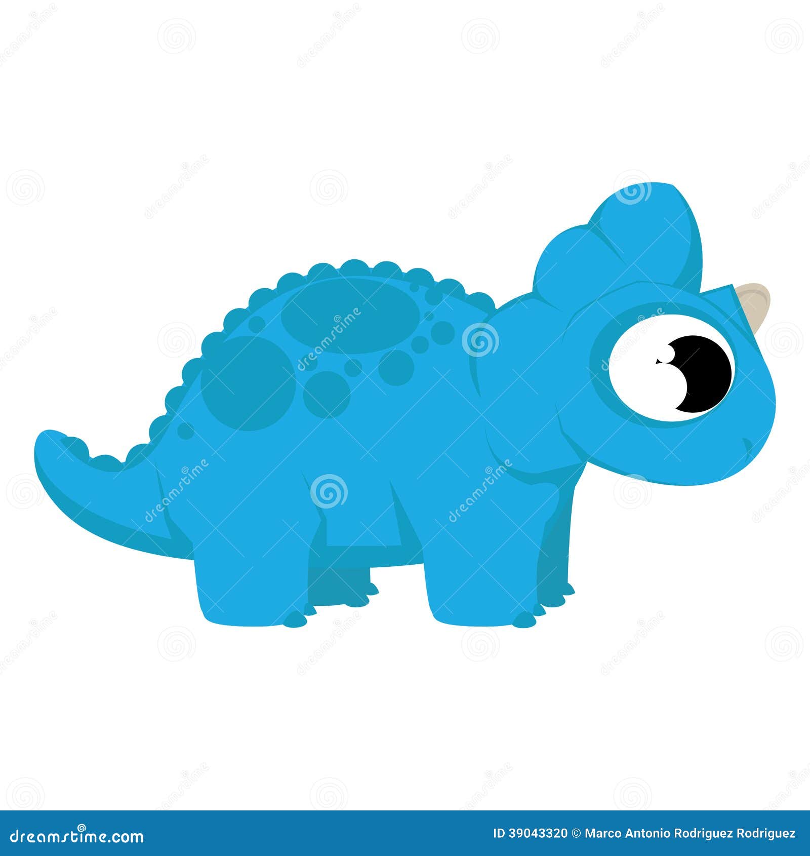A Vector Cute Cartoon Blue Dinosaur Isolated Stock Vector ...