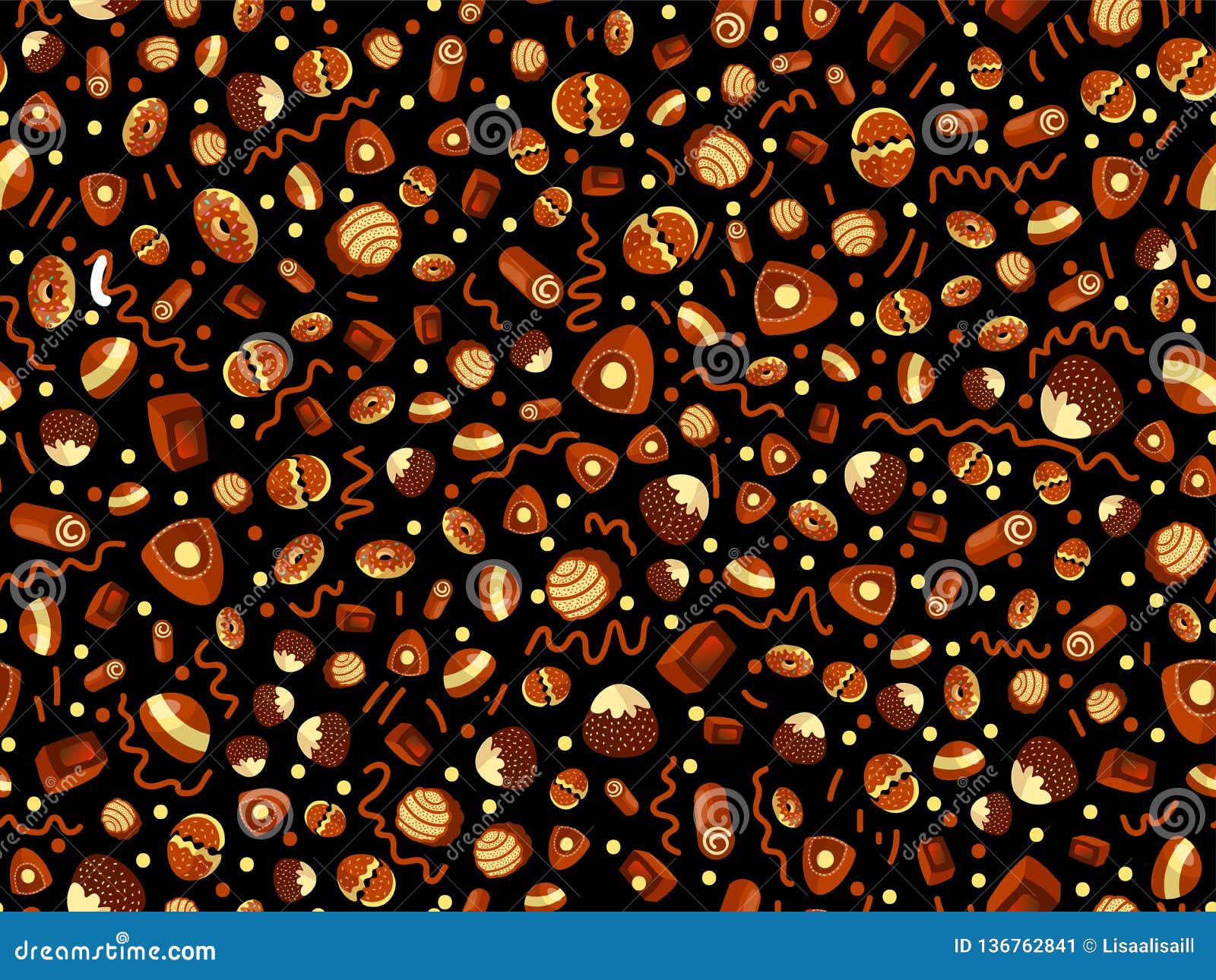 Vector Cute Cartoon Chocolate Candy Pattern. Cute Chocolate Candies ...